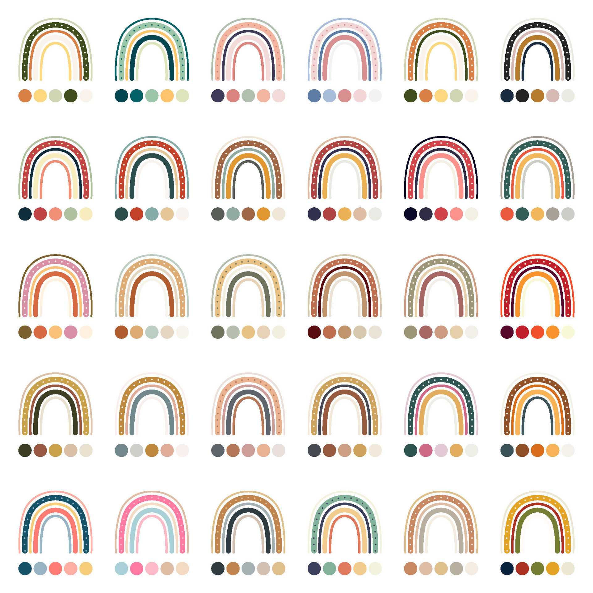 Rainbow boho color palette set 35973574 Vector Art at Vecteezy