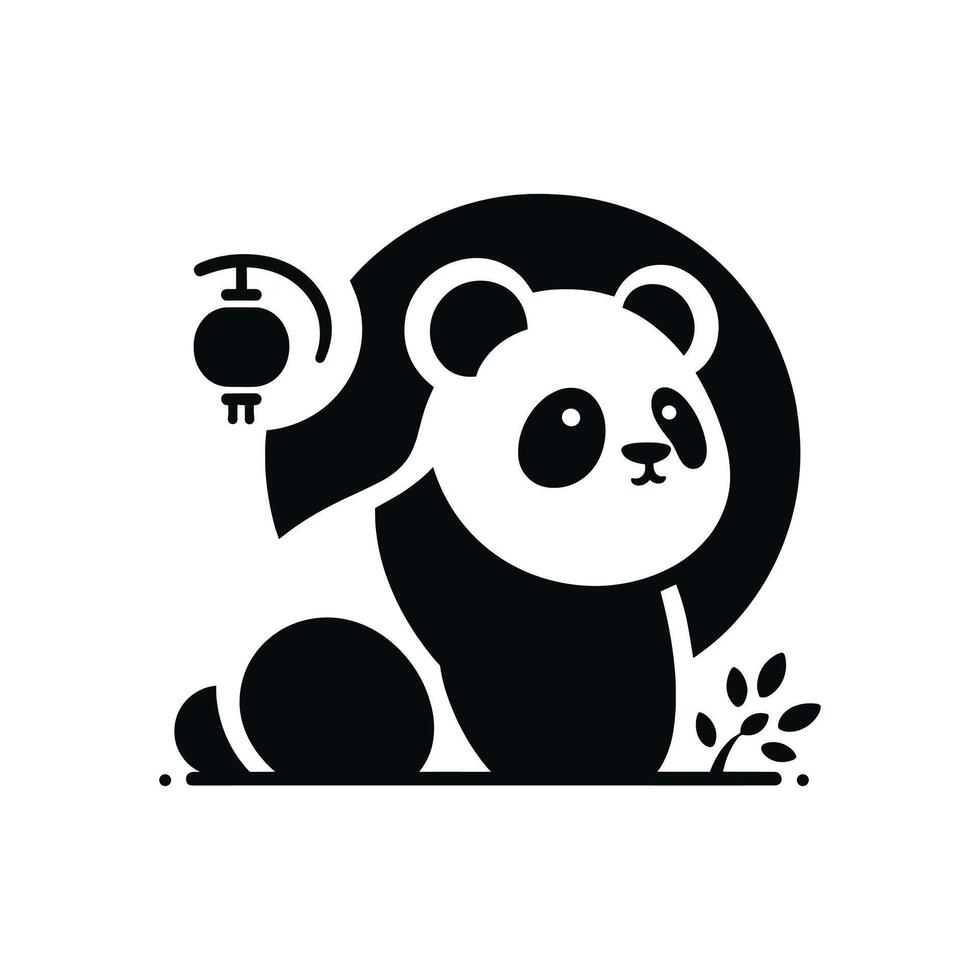 Simple Panda Logo Silhouetted Vector Icon Illustration 35974948 Vector ...
