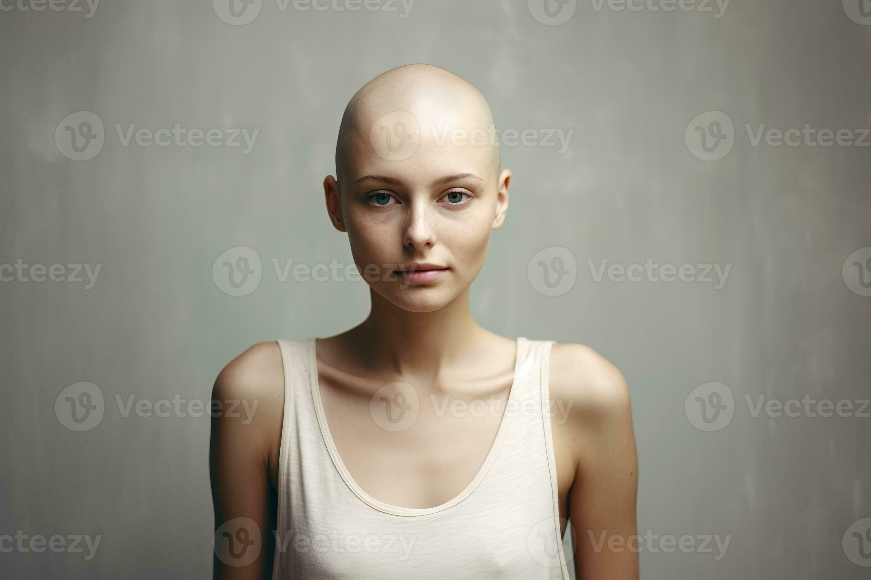 Ai Generated Portrait Of Caucasian Bald Girl Alopecia And Cancer