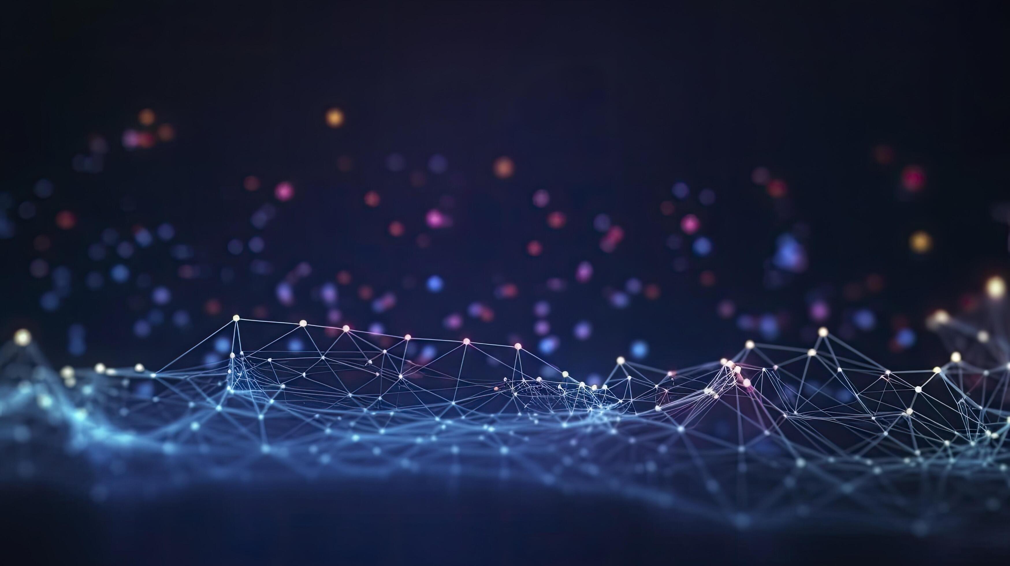 Ai Generated Abstract Connected Dots And Lines Motion Of Digital Data Flow Ai Generated