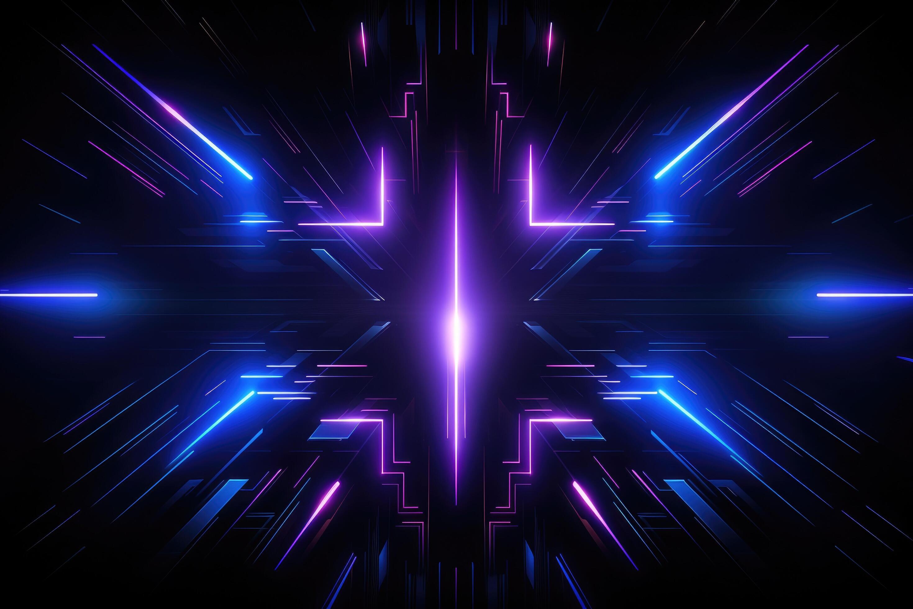 Ai Generated Abstract Technology Background With Glowing Lines Vector