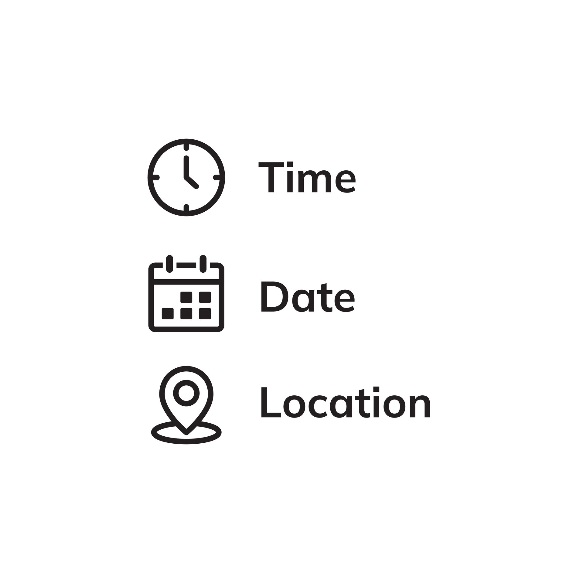 Date Time Location Icon In Flat Style Event Message Vector Illustration On Isolated
