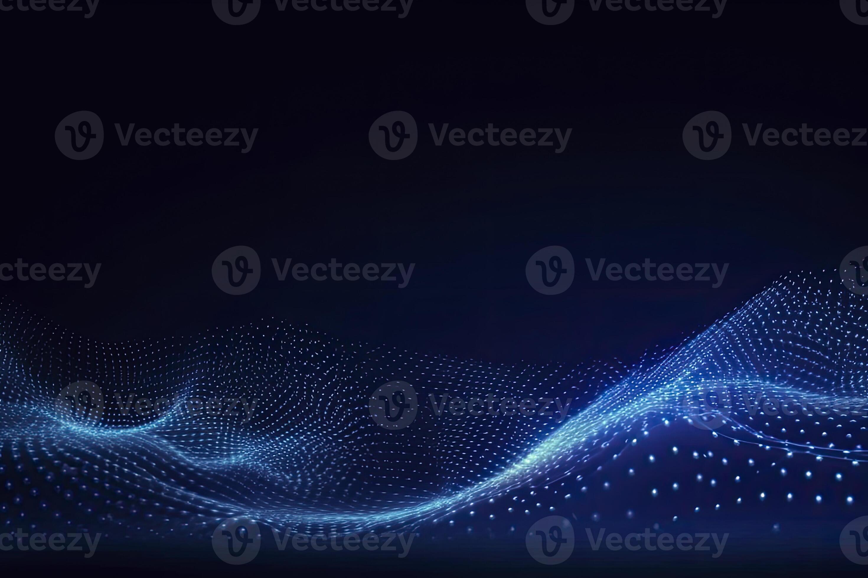 AI generated Dynamic blue particle wave. Abstract sound visualization. Digital structure of the ...