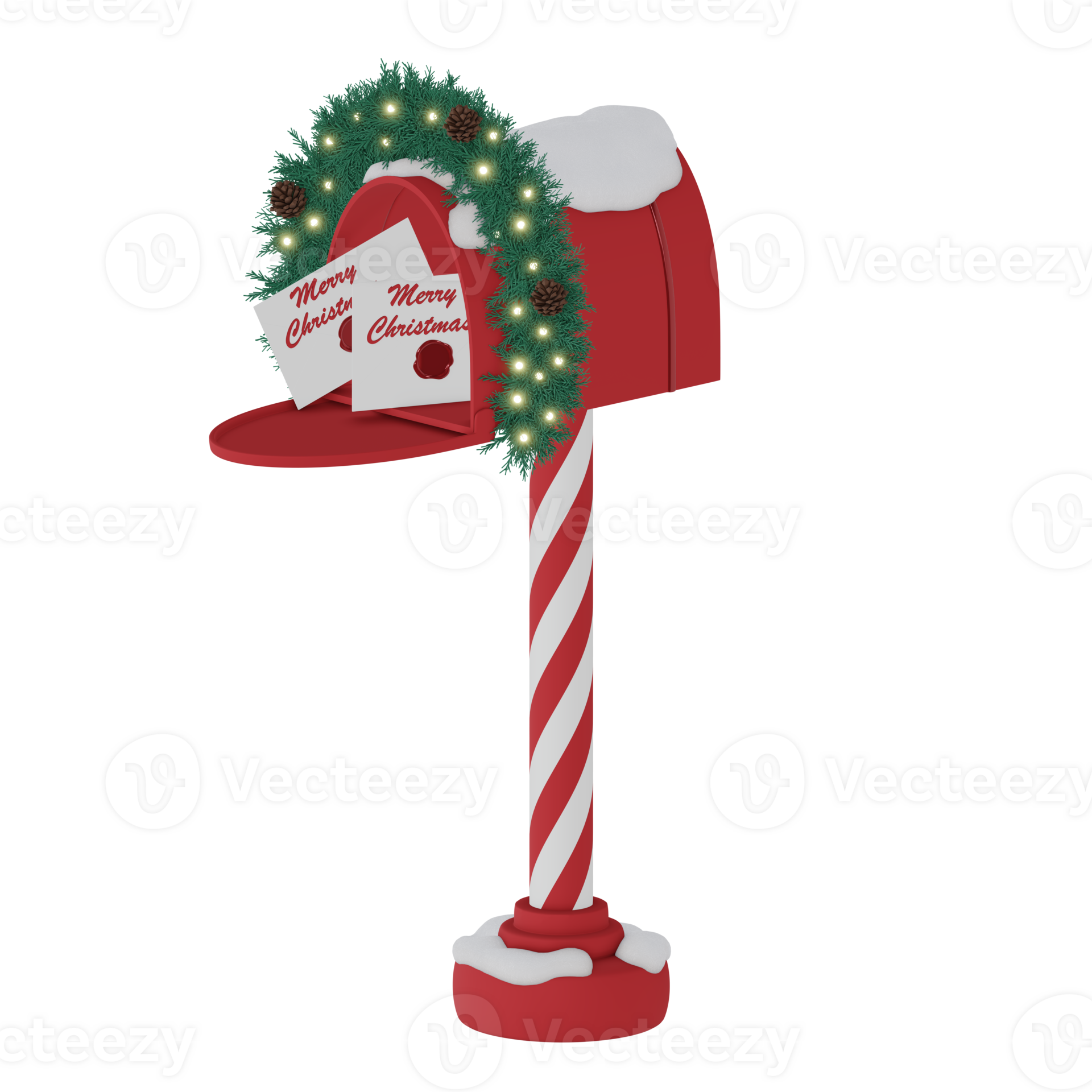 Red Christmas Decorated Mailbox Contains Letters To Santa 35983509 Png