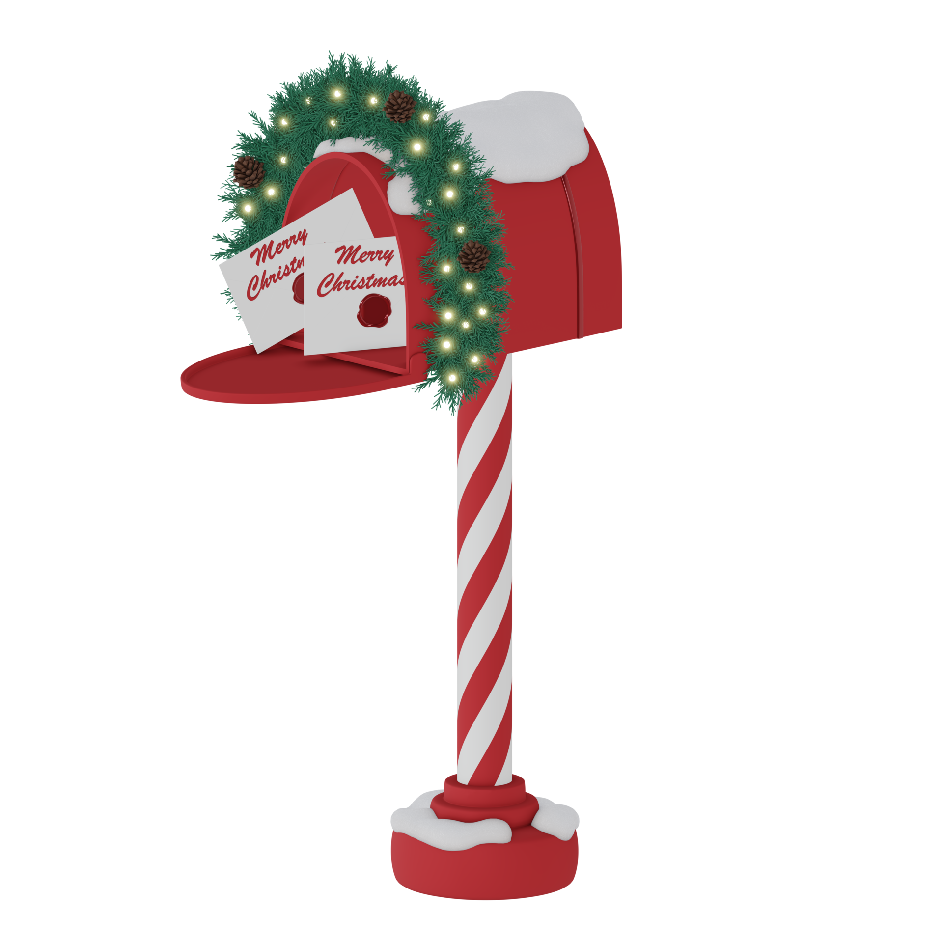 Red Christmas Decorated Mailbox Contains Letters To Santa 35983509 Png