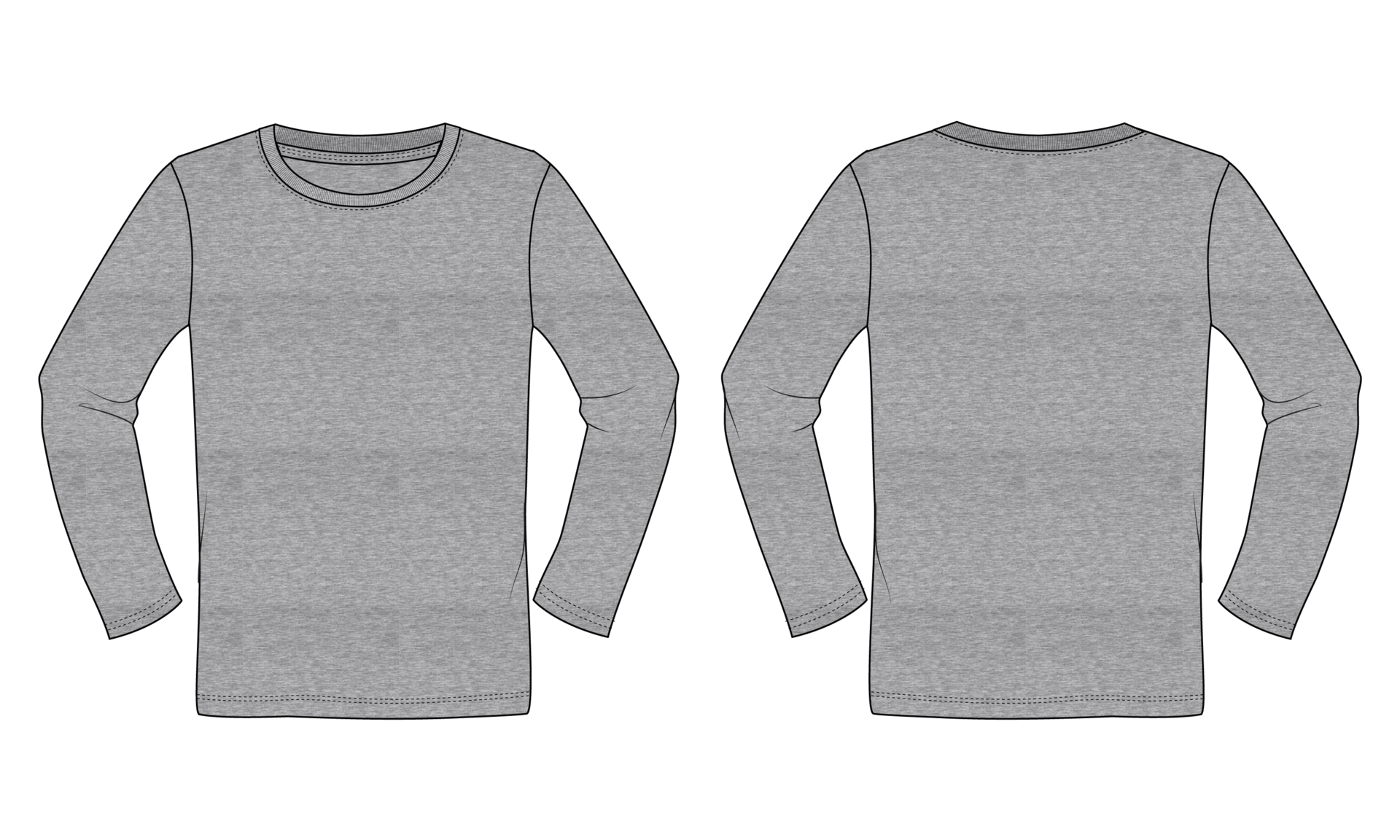 Long Sleeve T Shirt Vector Illustration Grey Heather Color Template