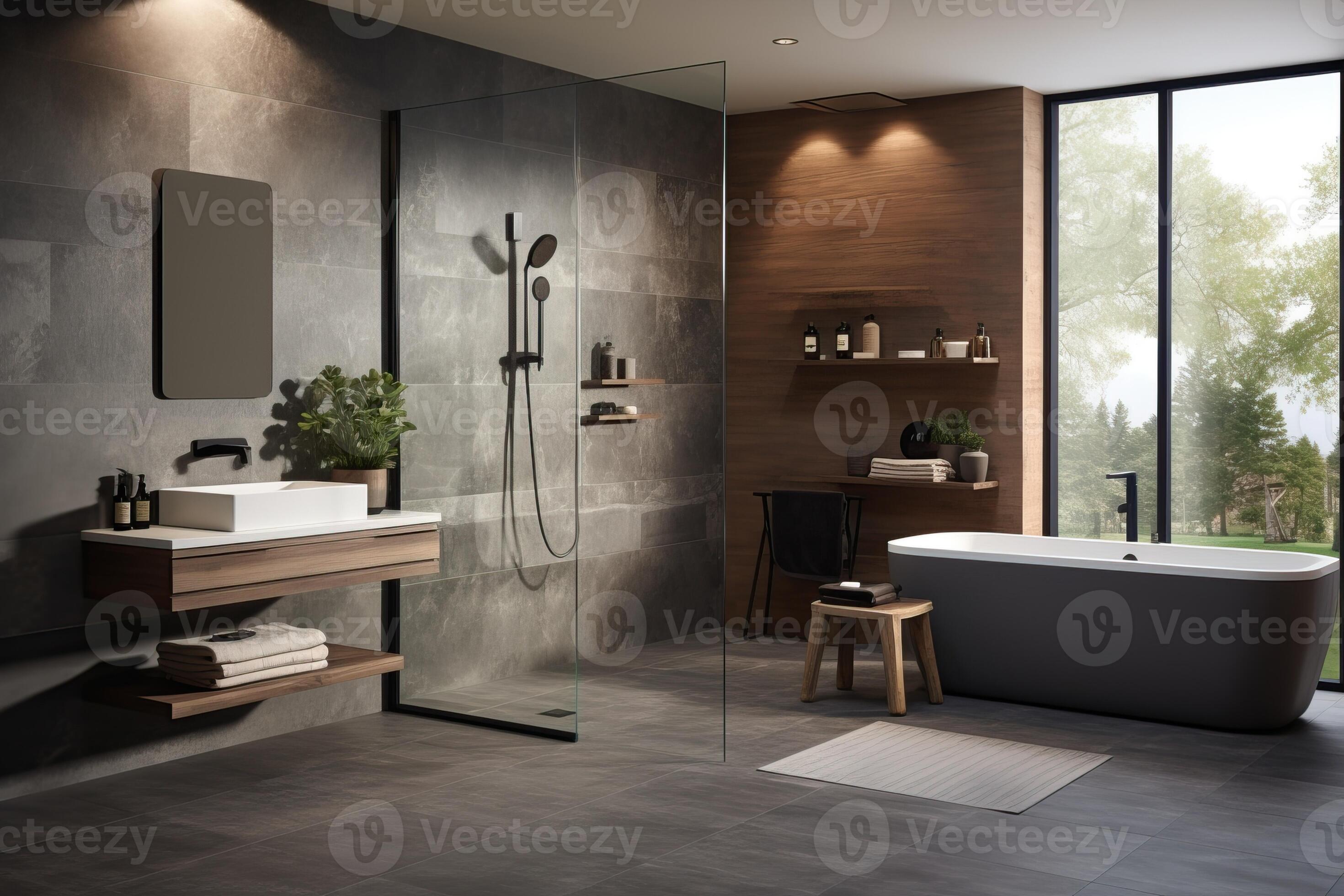 Ai Generated Bathroom With Sleek Surfaces And A Minimalistic Design
