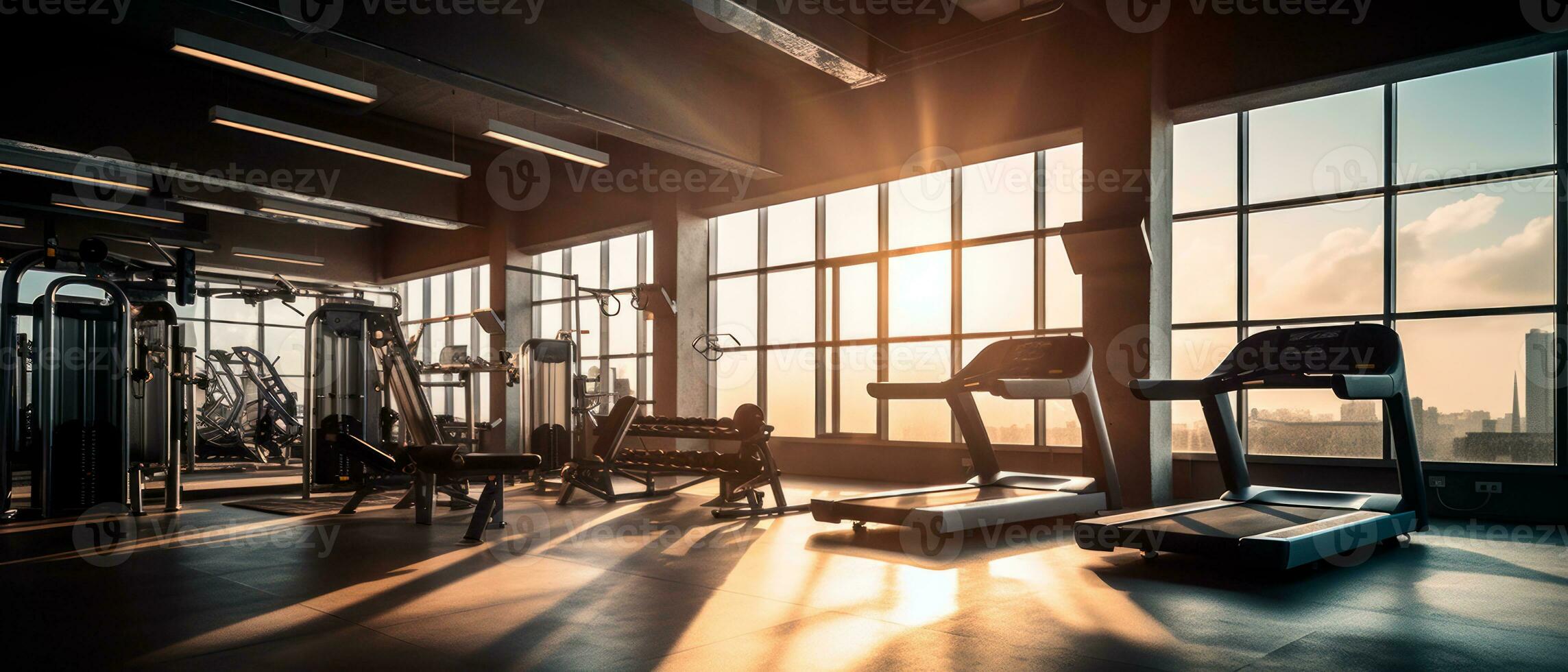 AI generated Still life photo of interior modern fitness center gym ...