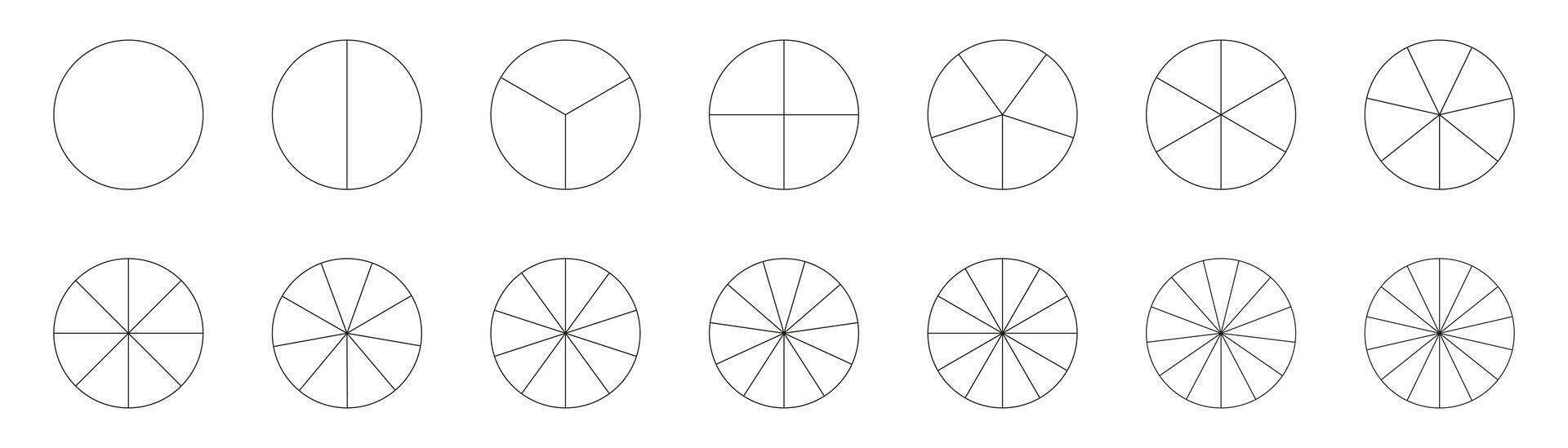 Segmented charts. Pizza chart template. Diagram wheel parts. Collection of pie charts. Many ...