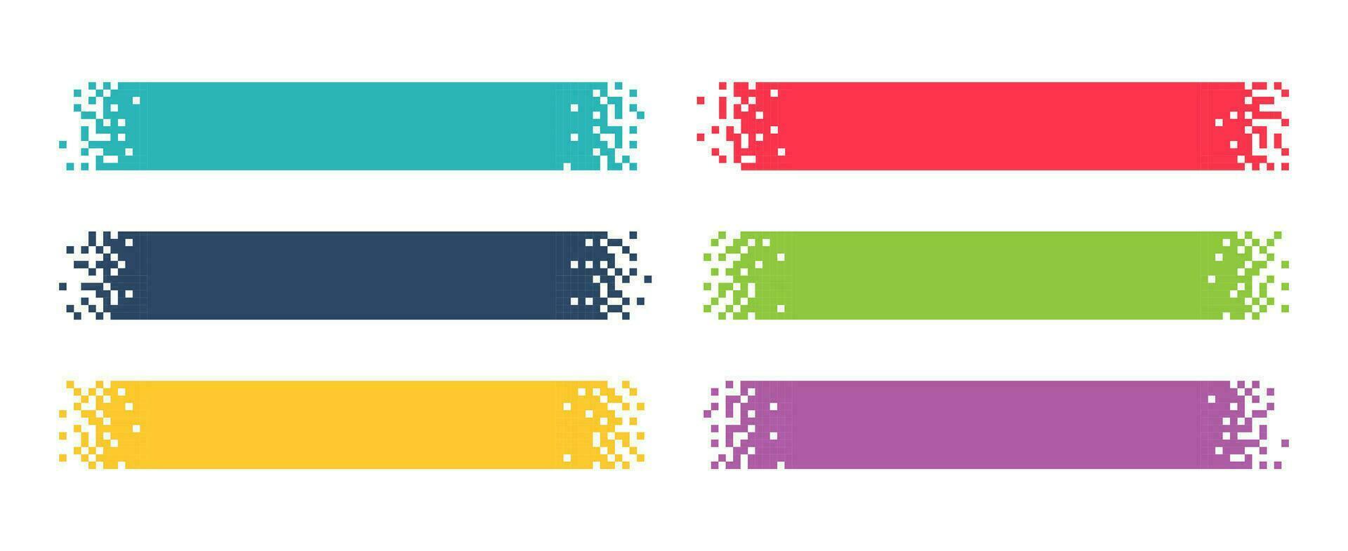 Pixel banner. Header, footer color layout with mosaic edges. Horizontal ...