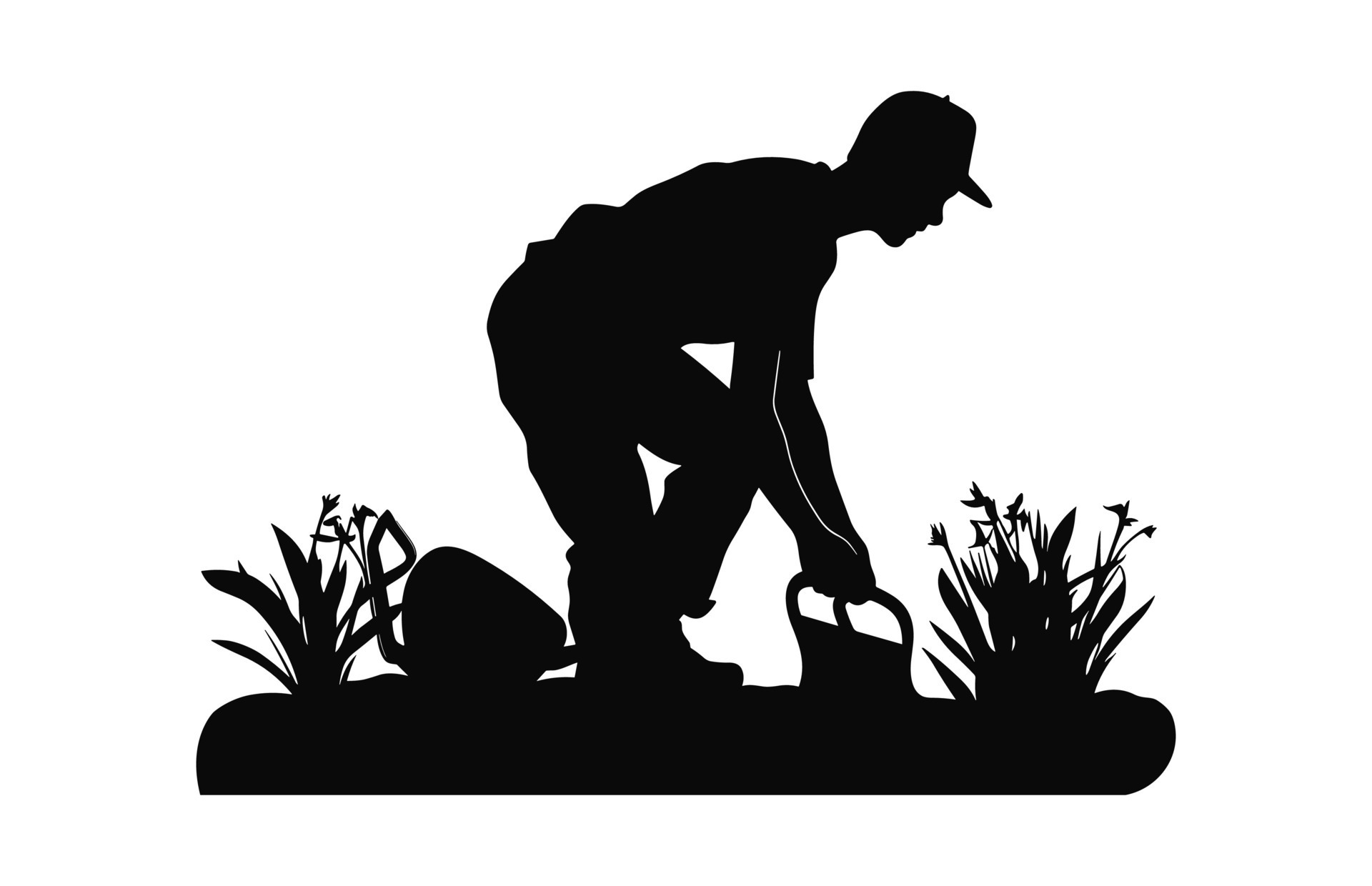 A Gardening Silhouette Black Vector Isolated On A White Background 35992265 Vector Art At Vecteezy