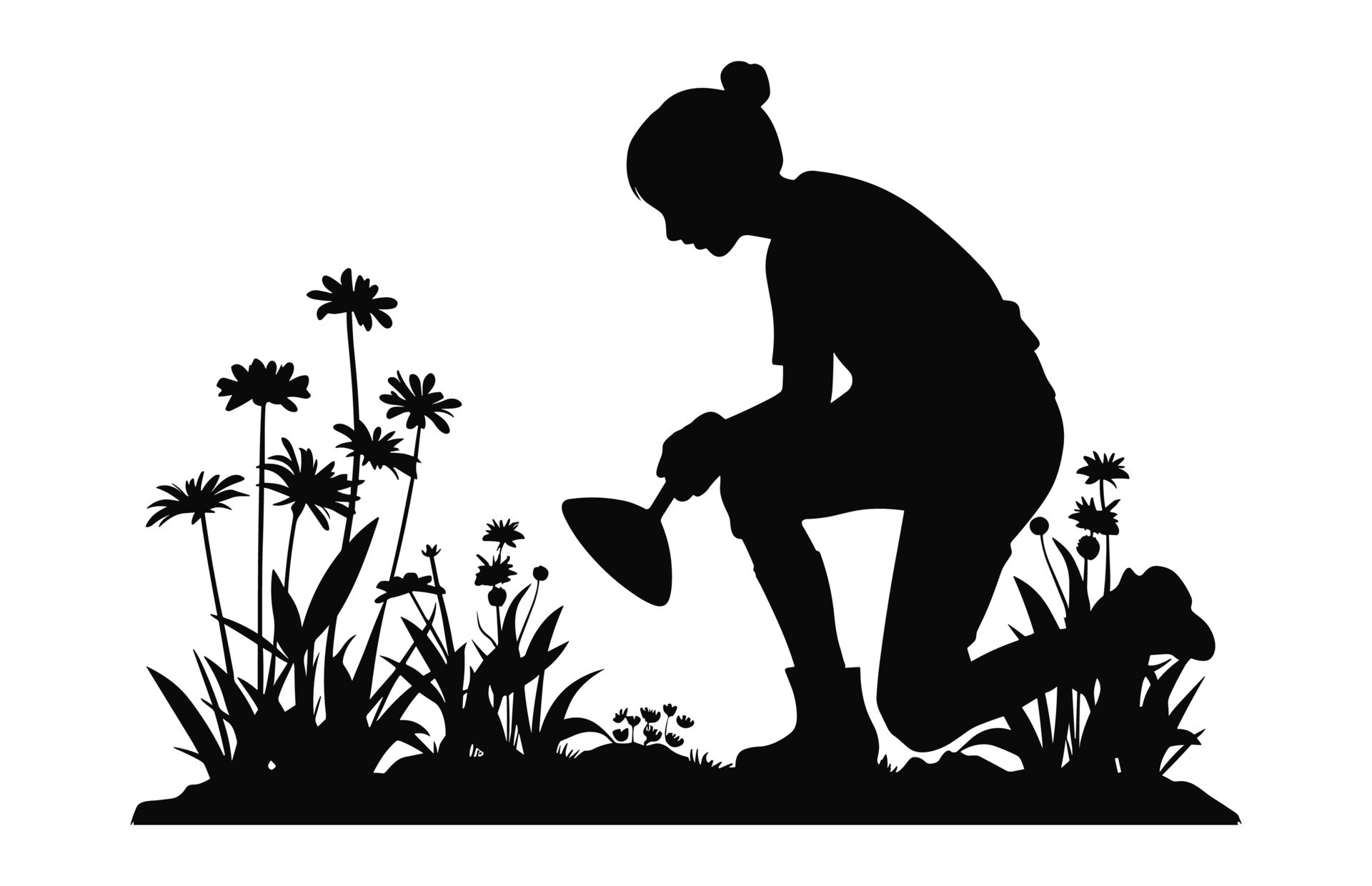 A Gardening Silhouette A Gardener Black Vector Isolated On A White Background 35992446 Vector