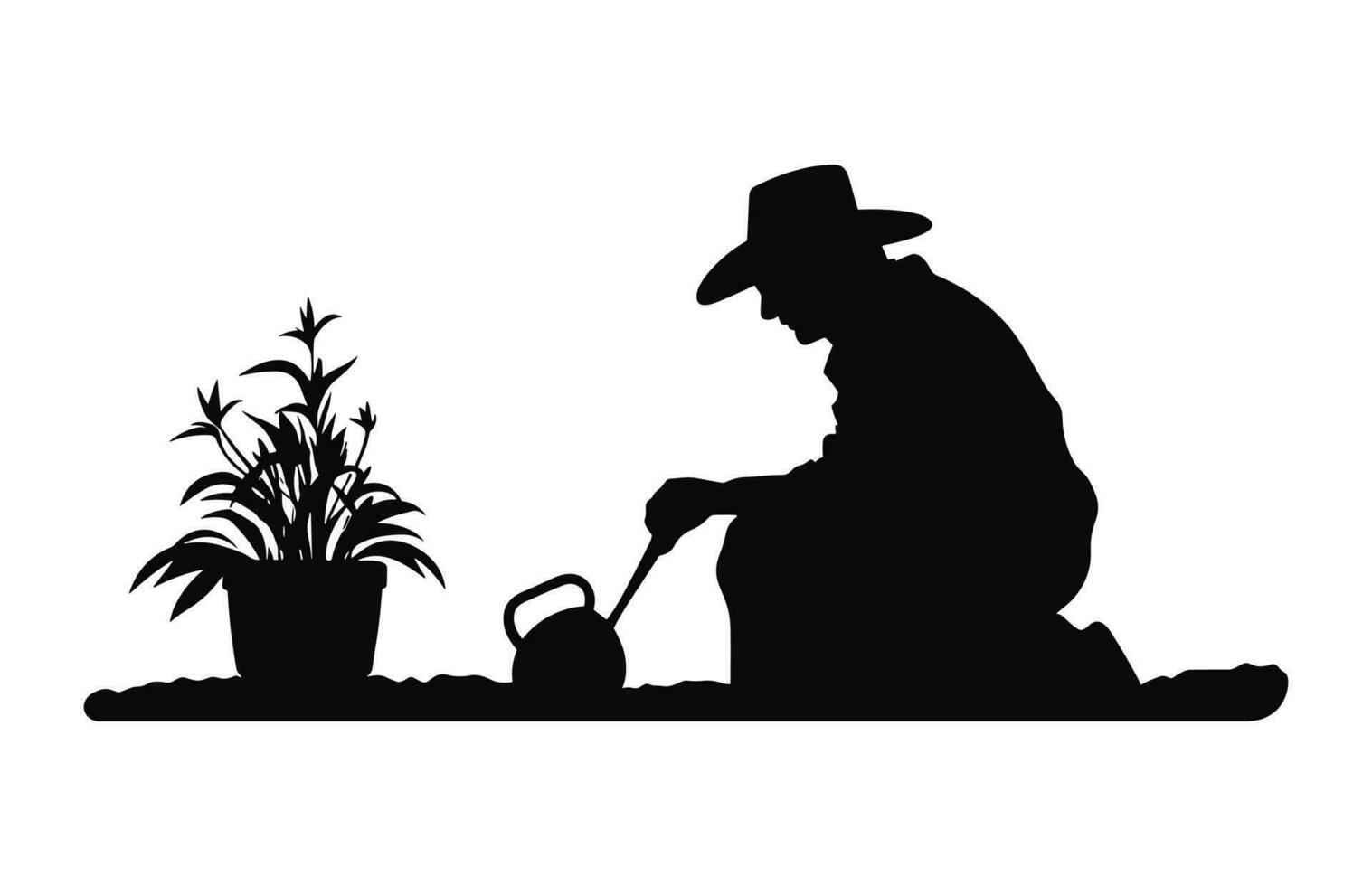 A Gardening Silhouette A Gardener Black Vector Isolated On A White Background 35992561 Vector