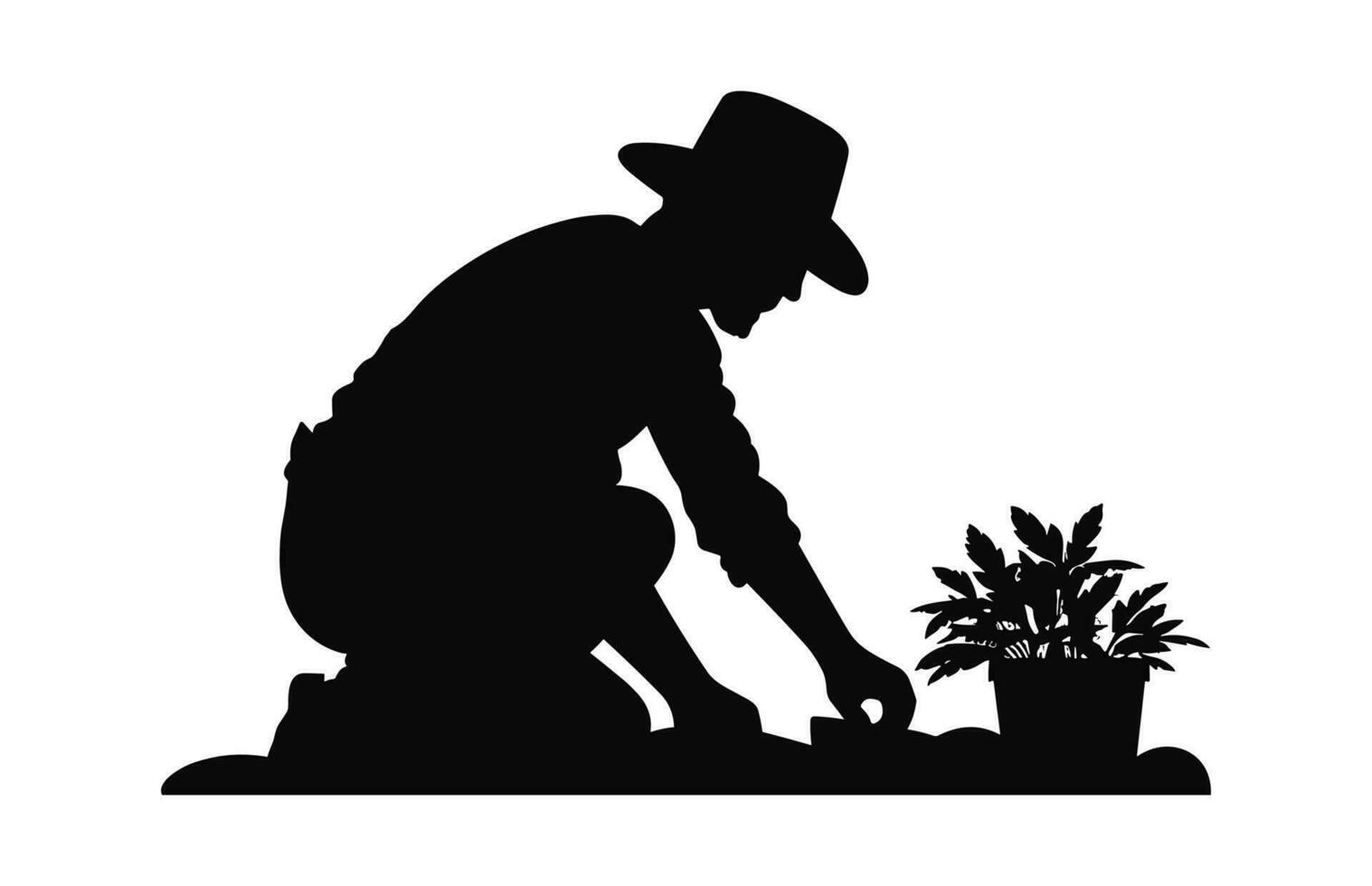 A Gardening Silhouette A Gardener Black Vector Isolated On A White Background 35992572 Vector