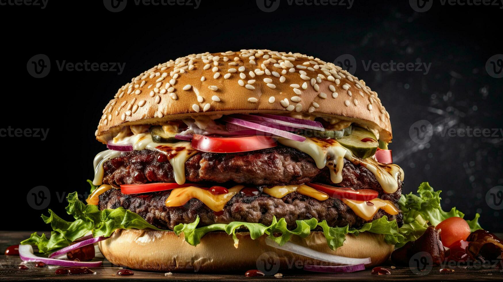 AI generated Delicious beef burger with melted cheese AI Generative ...