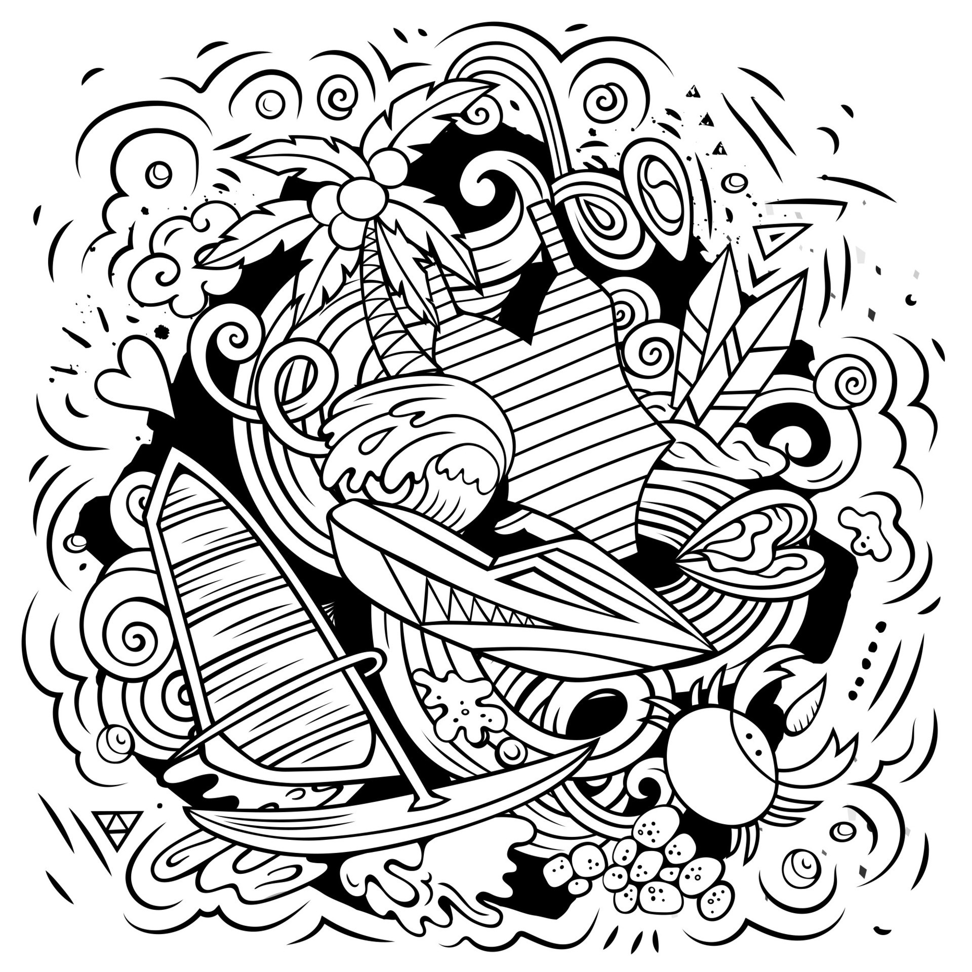 Summer Beach Cartoon Vector Illustration 35994066 Vector Art At Vecteezy