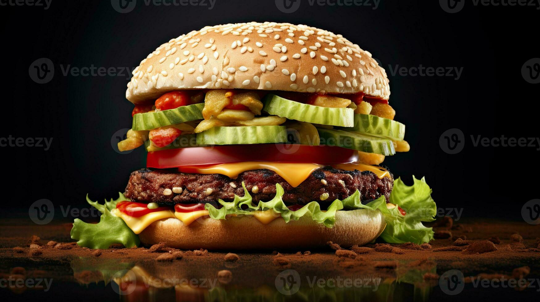 AI generated Delicious dan juicy beef burger AI Generative 35995180 ...