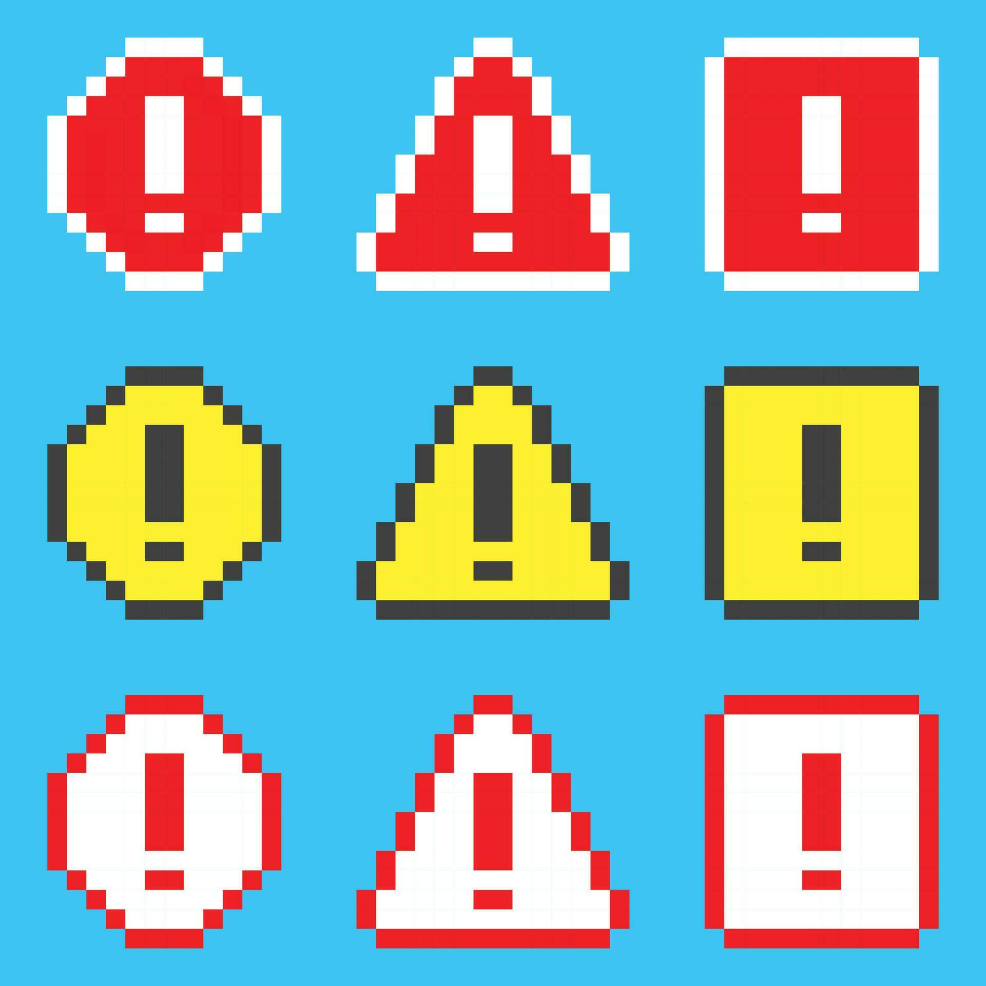 pixel warning signs set vector illustration 35995722 Vector Art at Vecteezy