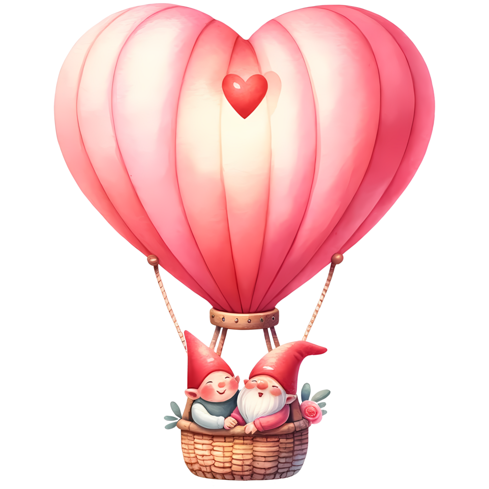 AI generated Valentines day card with cute gnome couple in love on hot ...