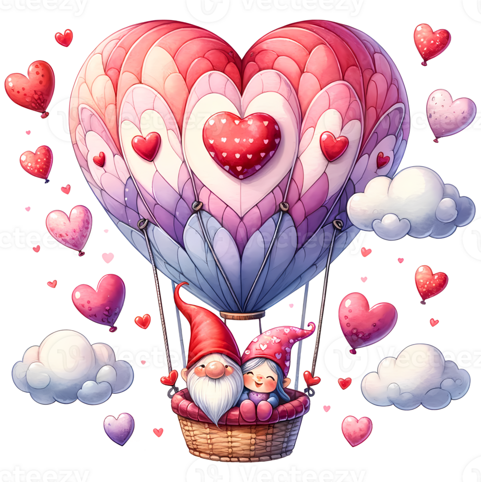 AI generated Valentines day card with cute gnome couple in love on hot ...