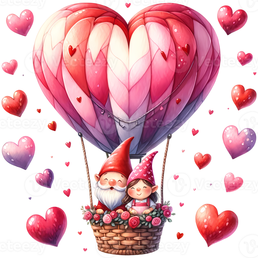 AI generated Valentines day card with cute gnome couple in love on hot ...