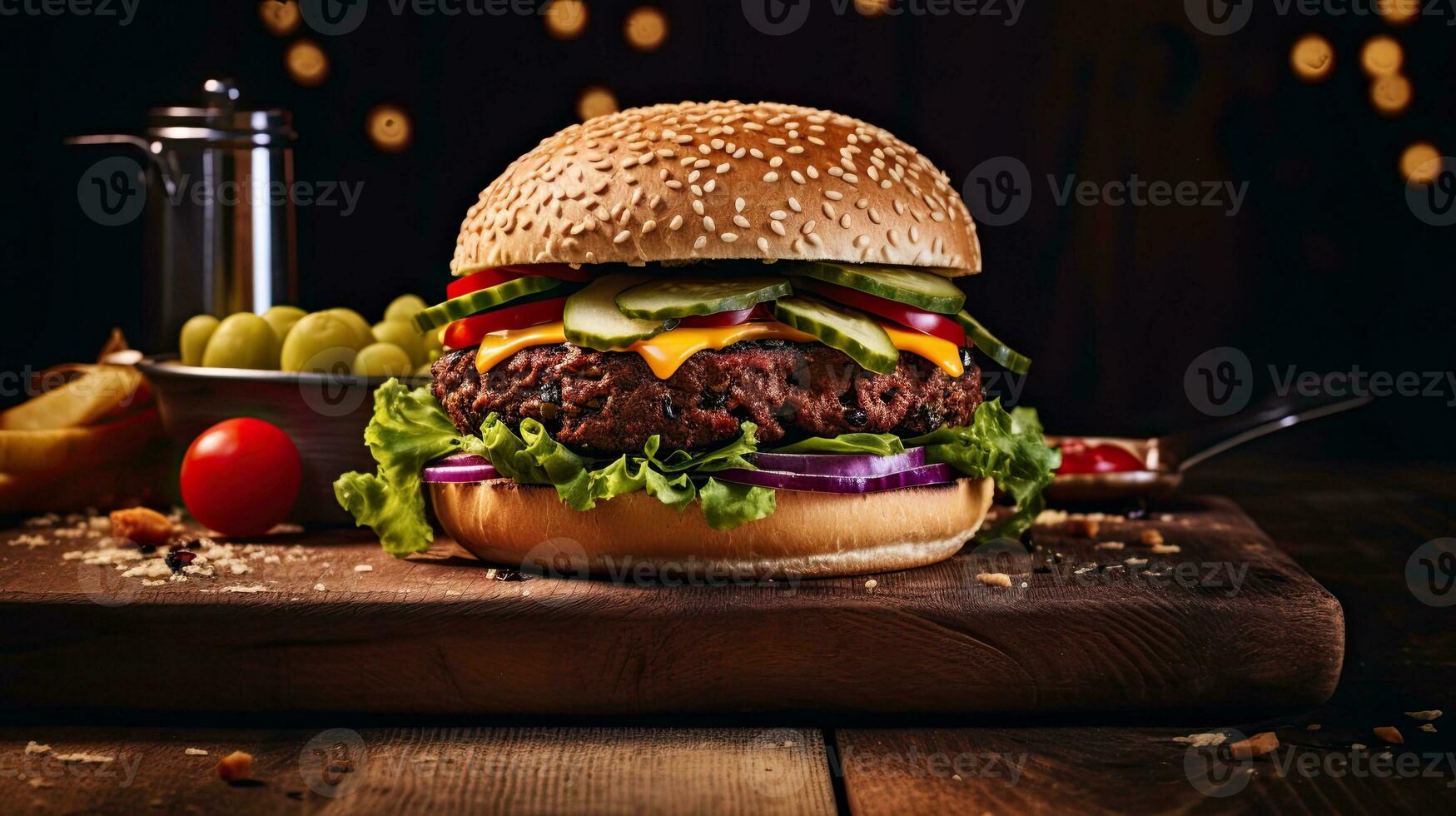 AI generated Delicious dan juicy beef burger AI Generative 35996094 ...