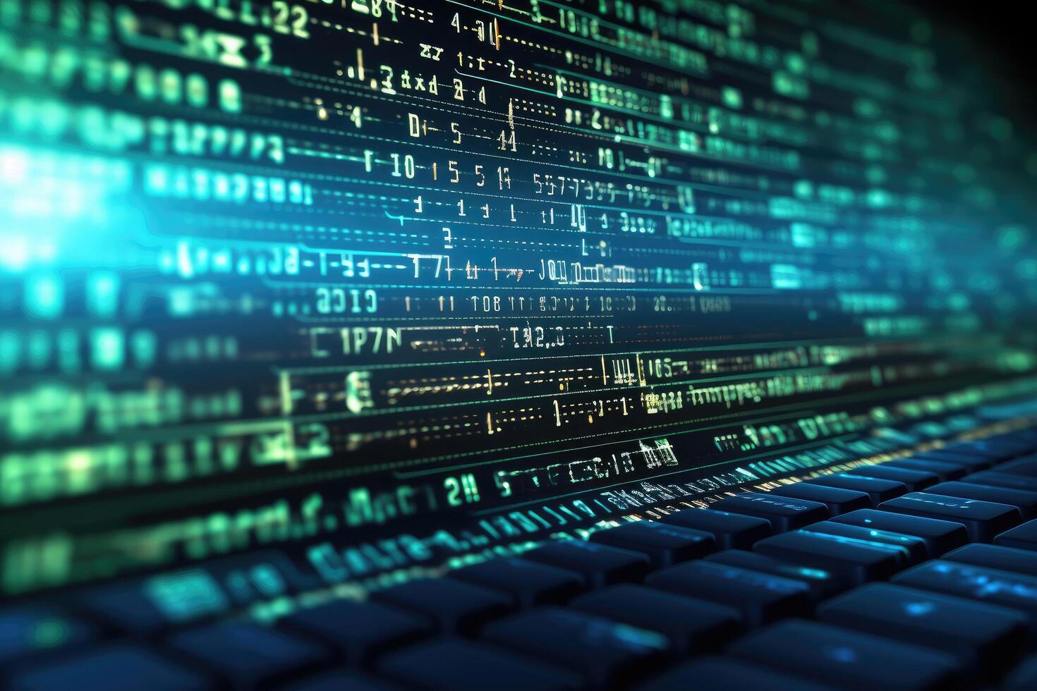 AI generated Digital binary code on a computer keyboard. 3d rendering toned image, Coding ...