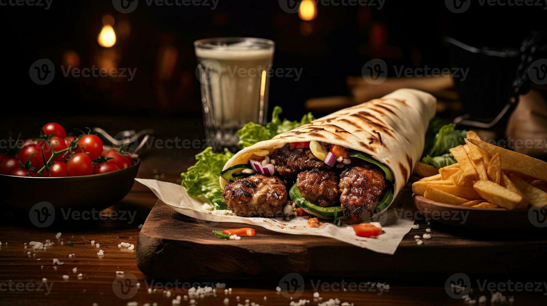 AI generated Delicious chicken kebab with vegetable AI Generative ...