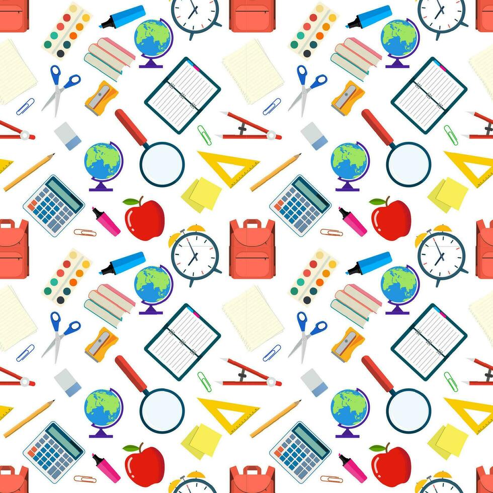 Seamless pattern with different school objects 35999558 Vector Art at ...