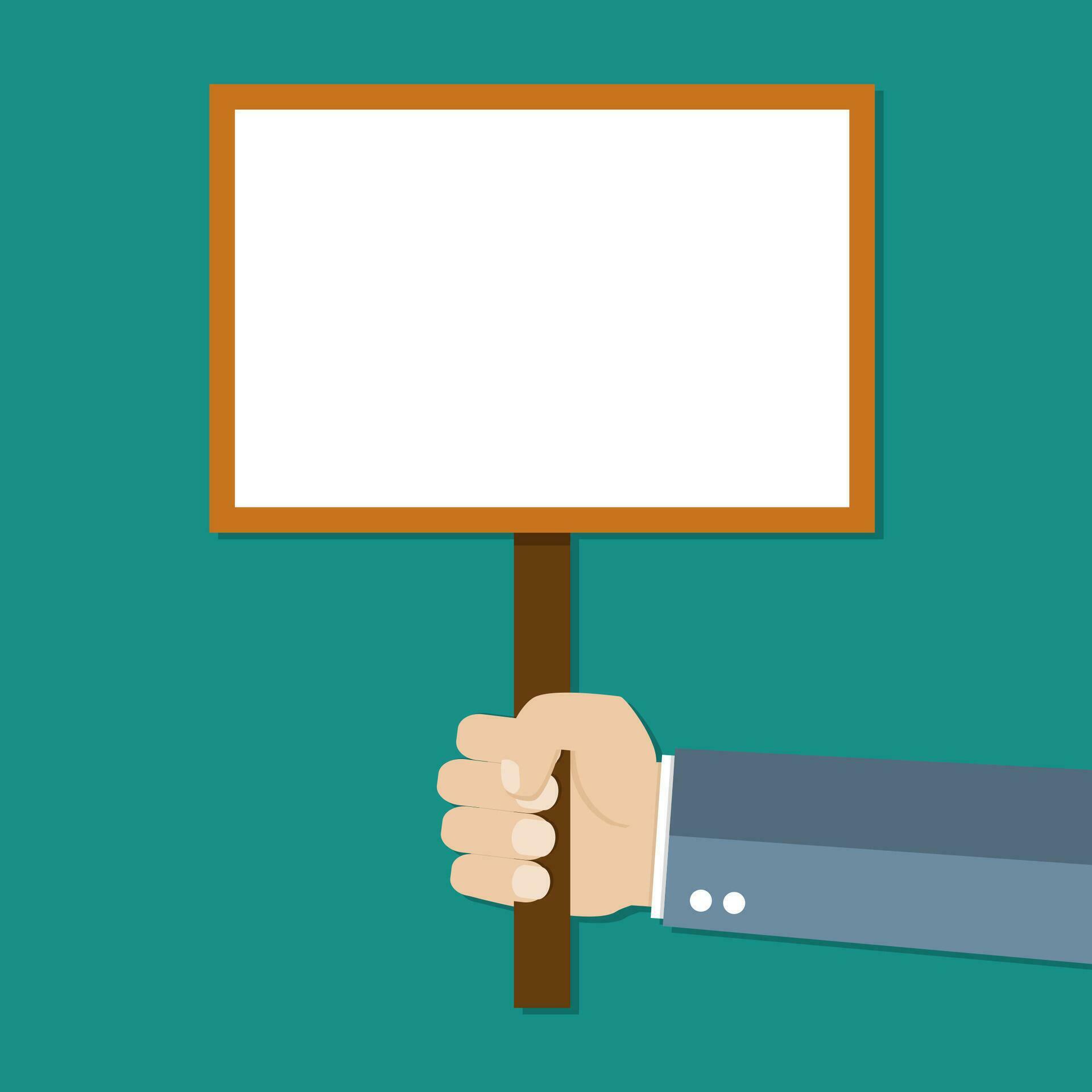 Cartoon Businessman Hand Holding Empty Sign Plate 36001064 Vector Art