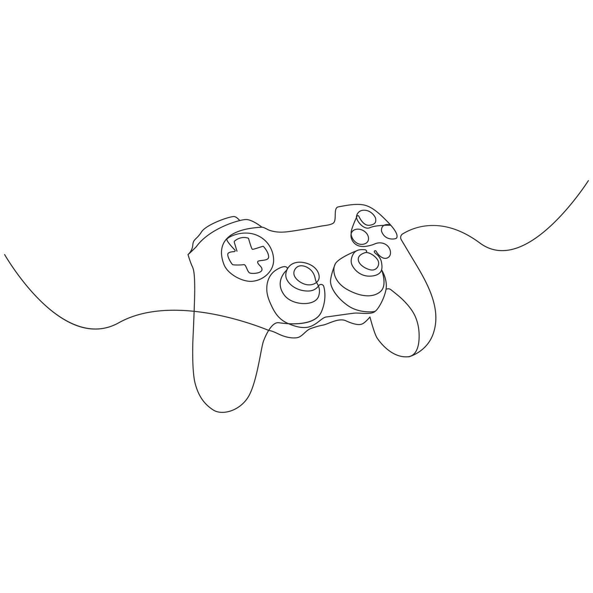 Game Controller Single Continuous Line Drawing Video Gaming Controller One Line Draw Graphic