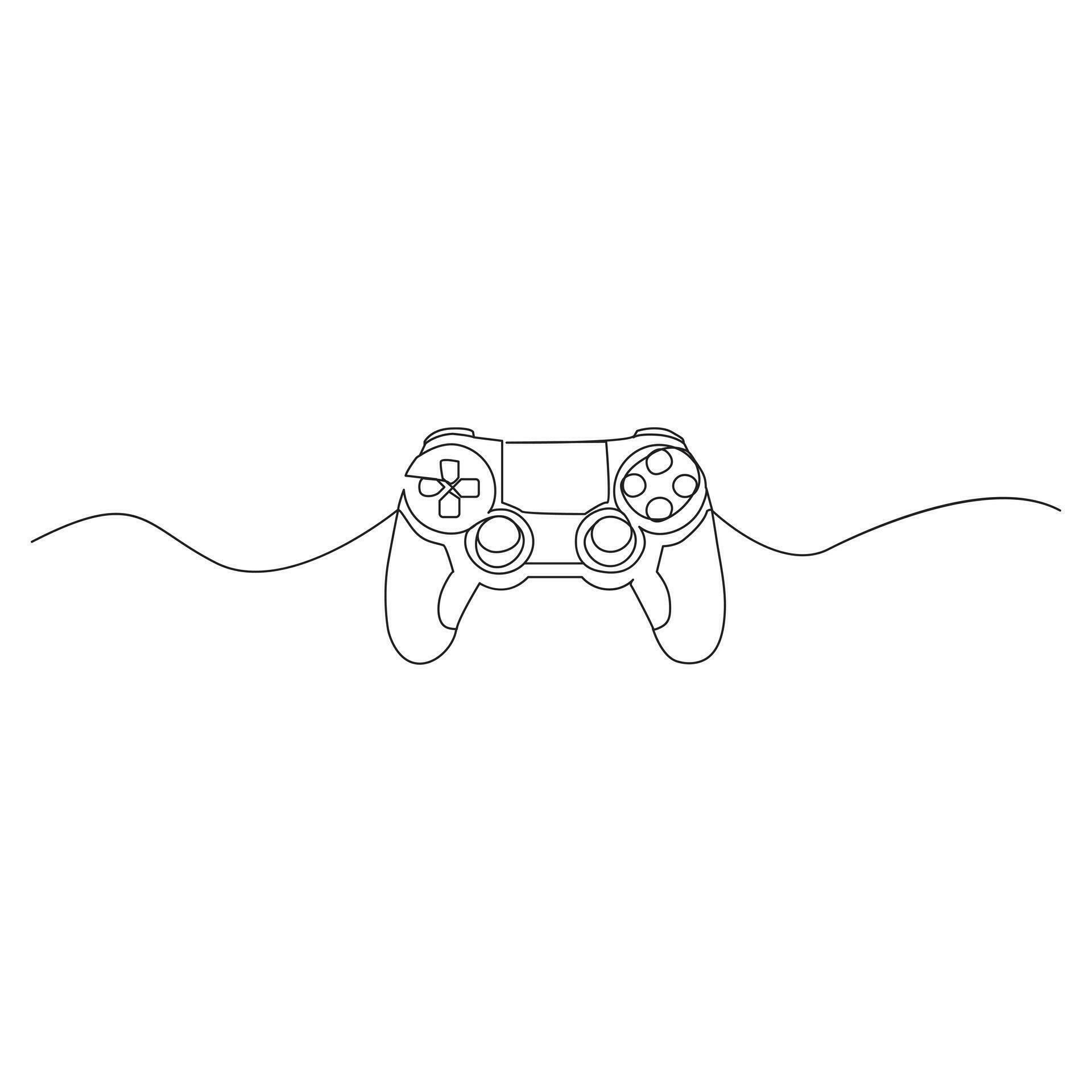 Game controller Single continuous line drawing video gaming controller. One line draw graphic ...