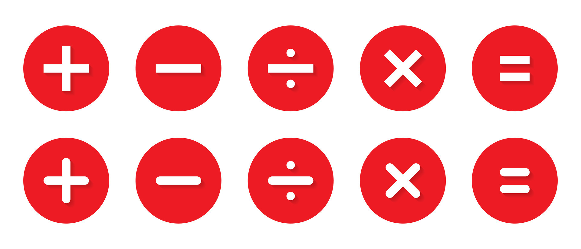 Addition Subtraction Division Multiplication And Equality Icon Vector With Shadow 36001509