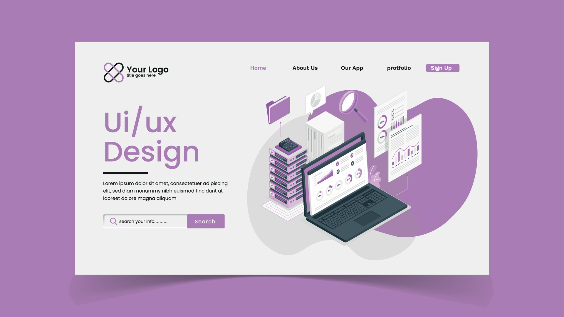UI UX landing page web ui design template 36001977 Vector Art at Vecteezy