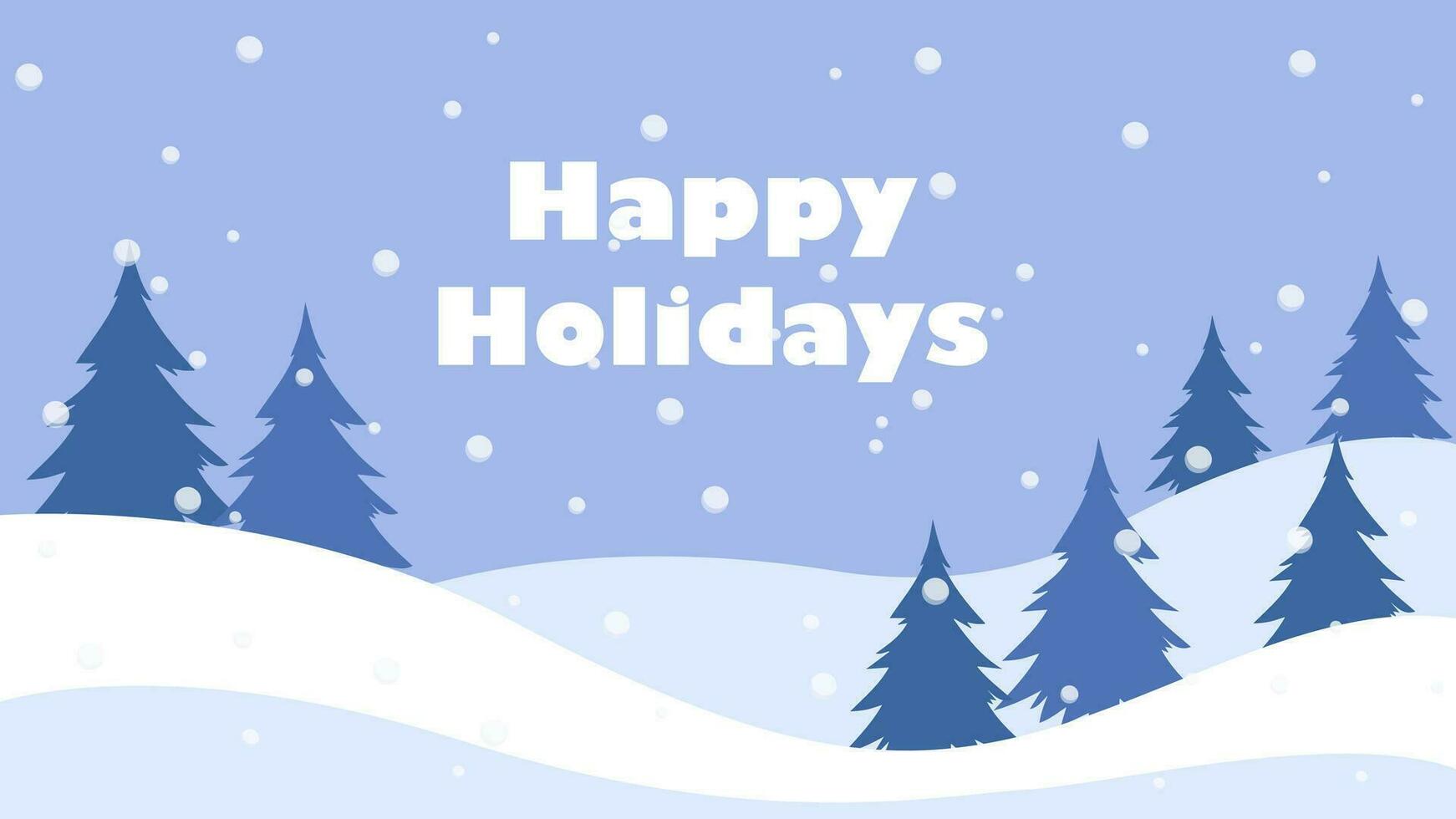 Happy holidays. Winter landscape illustration, vector background, card ...