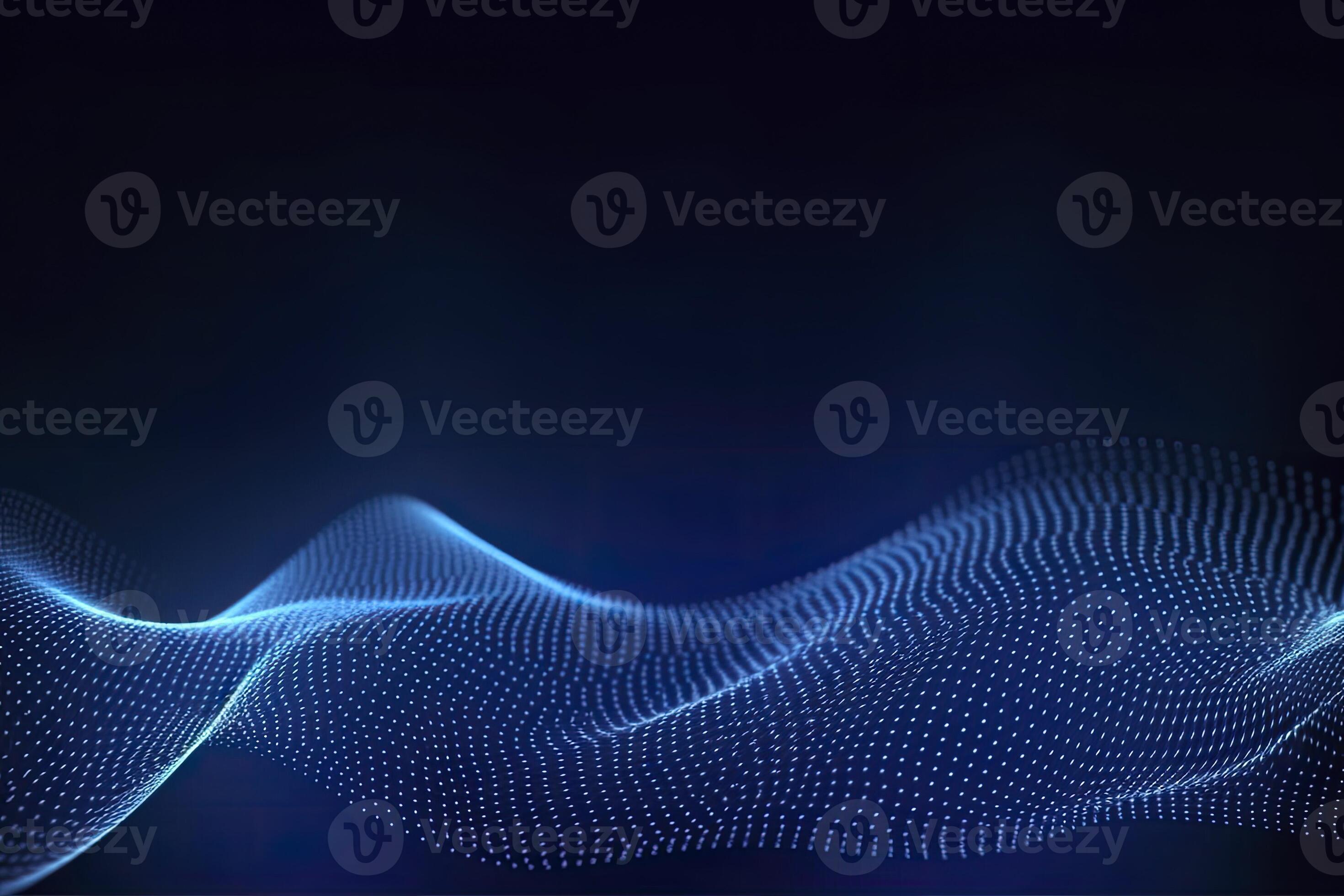 AI generated Dynamic blue particle wave. Abstract sound visualization. Digital structure of the ...