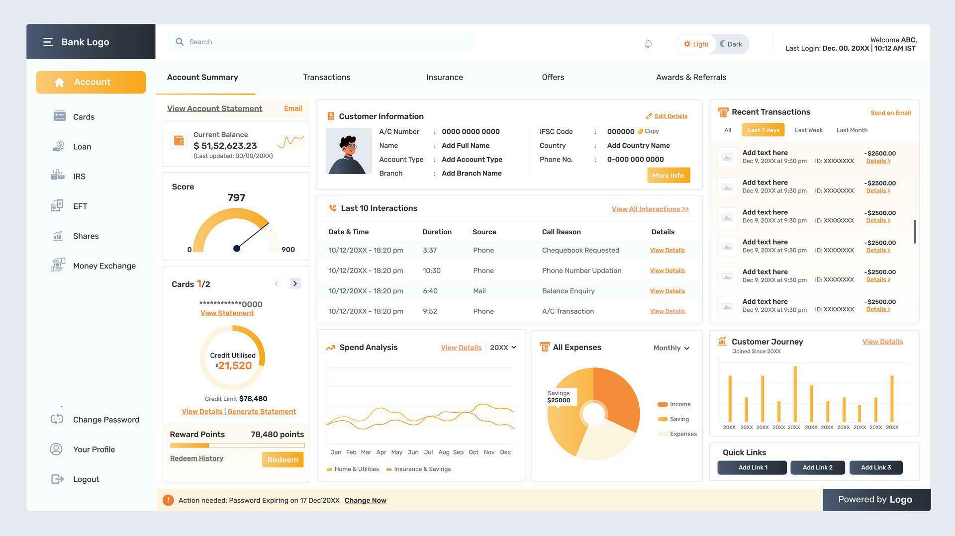 Banking, financial dashboard UI Kit. Suitable for money, wallet ...