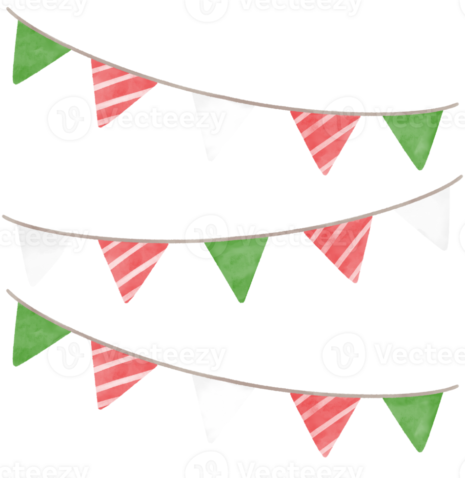Christmas Party Bunting Watercolor Illustration 36004179 Png