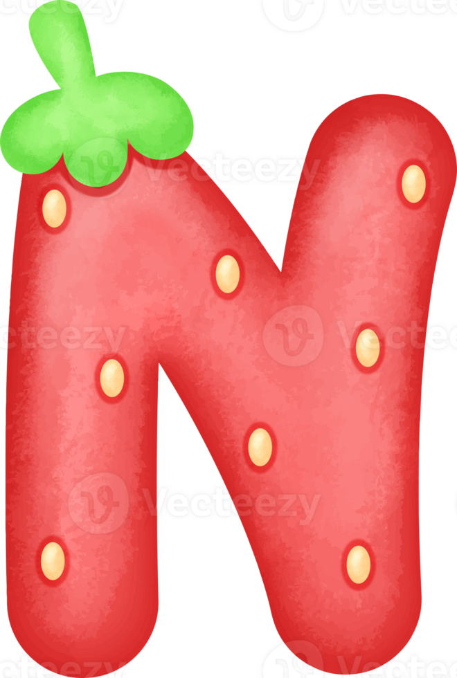 Alphabet Cute Letter N Strawberry 36004952 PNG
