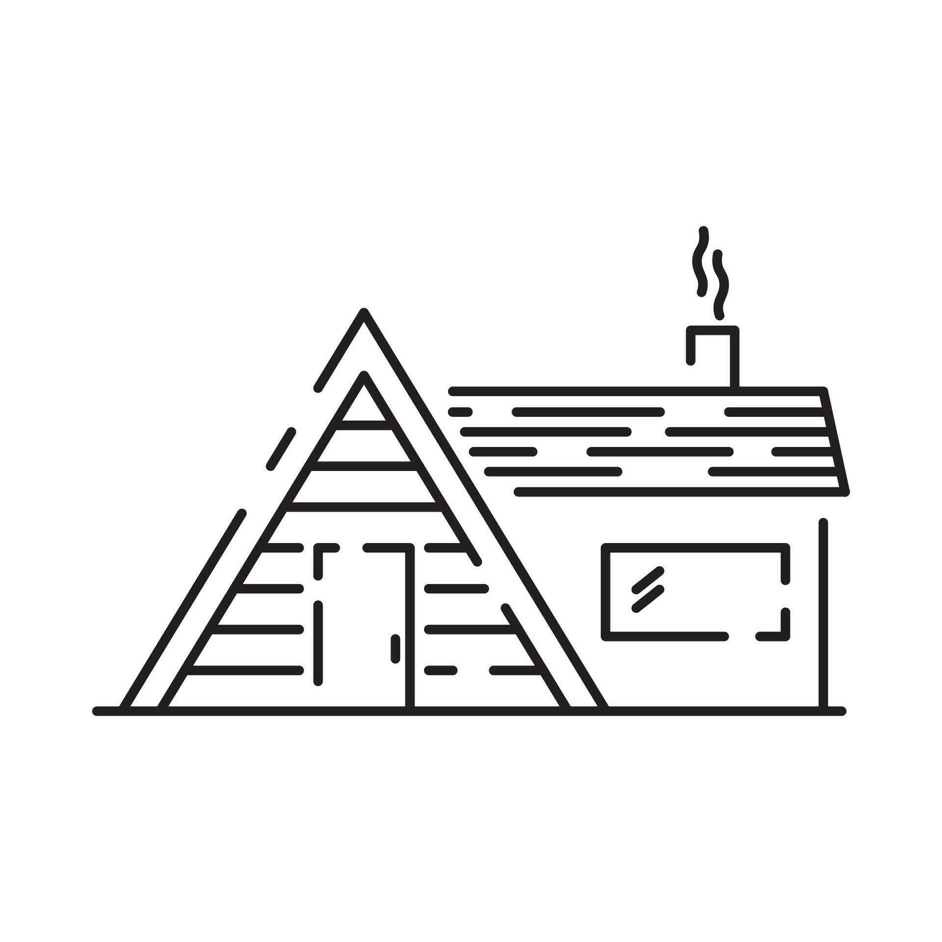 Log Cabin Vector Line Icon. Winter wooden house and camping. 36006347 ...