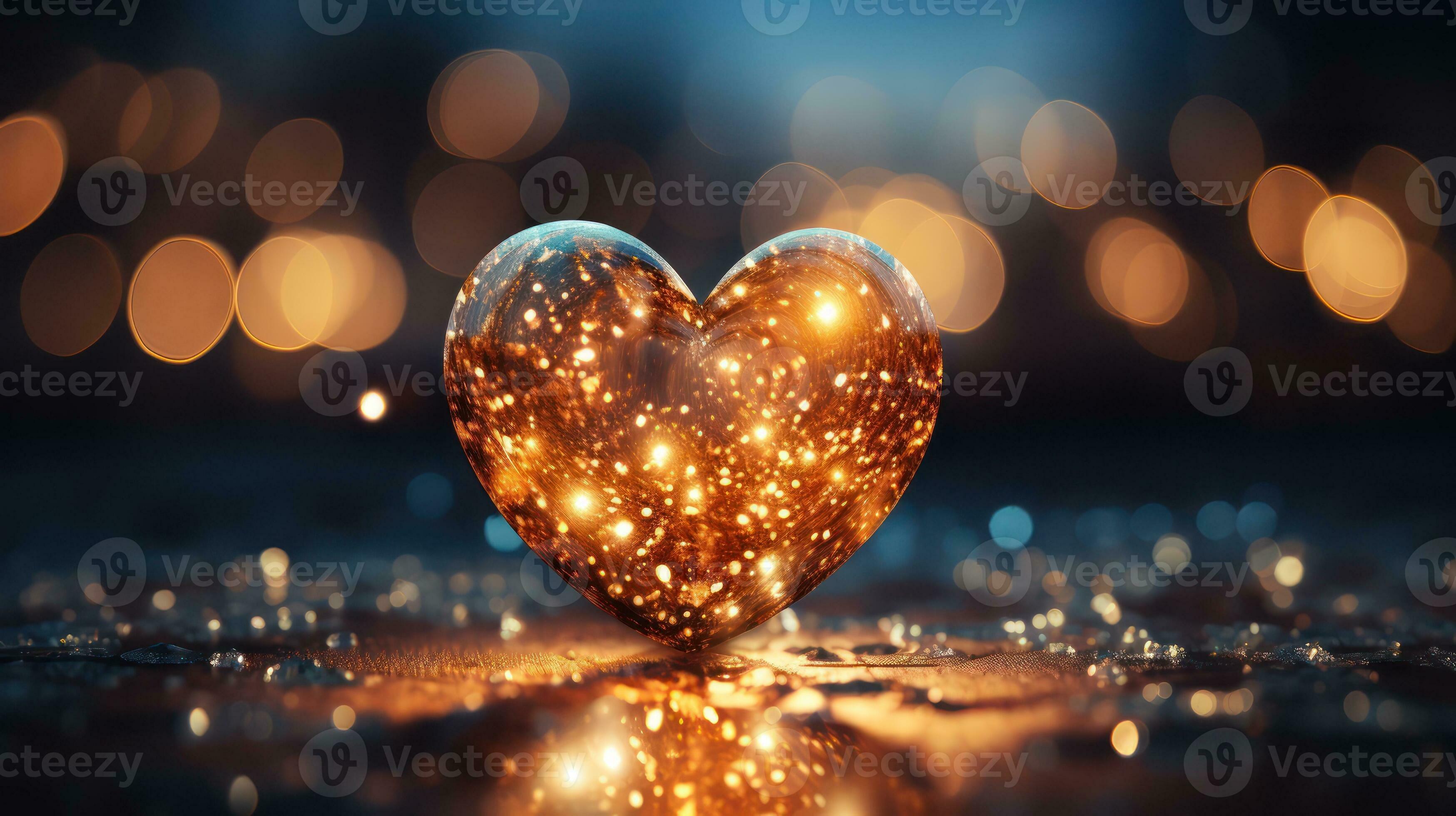 Ai Generated Glowing Heart Shape Magical Lights And Spiral Threads Are