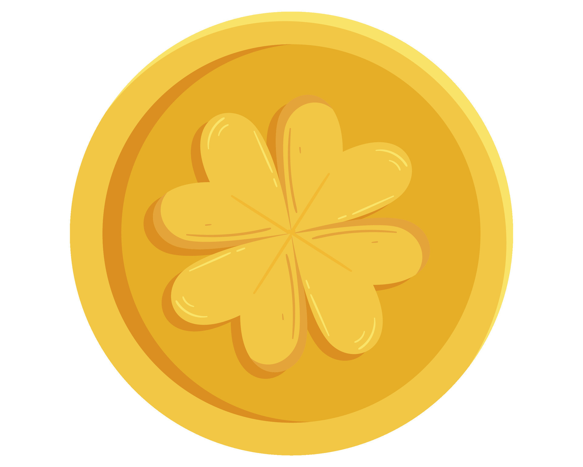 St. Patricks Day gold coin with four-leaves clover or shamrock 36009888 ...