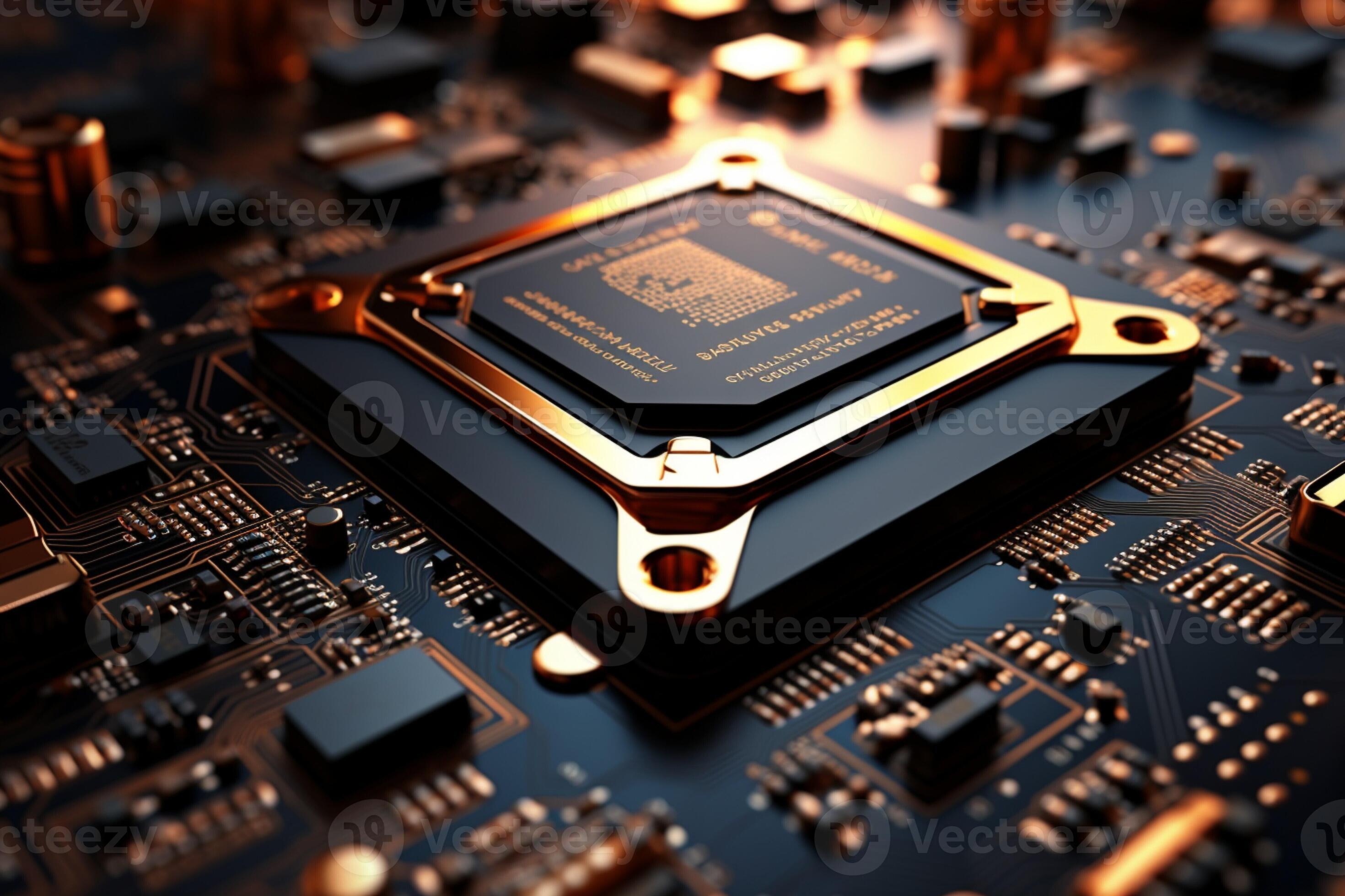 AI generated Macro view examining the details of an AI processor ...