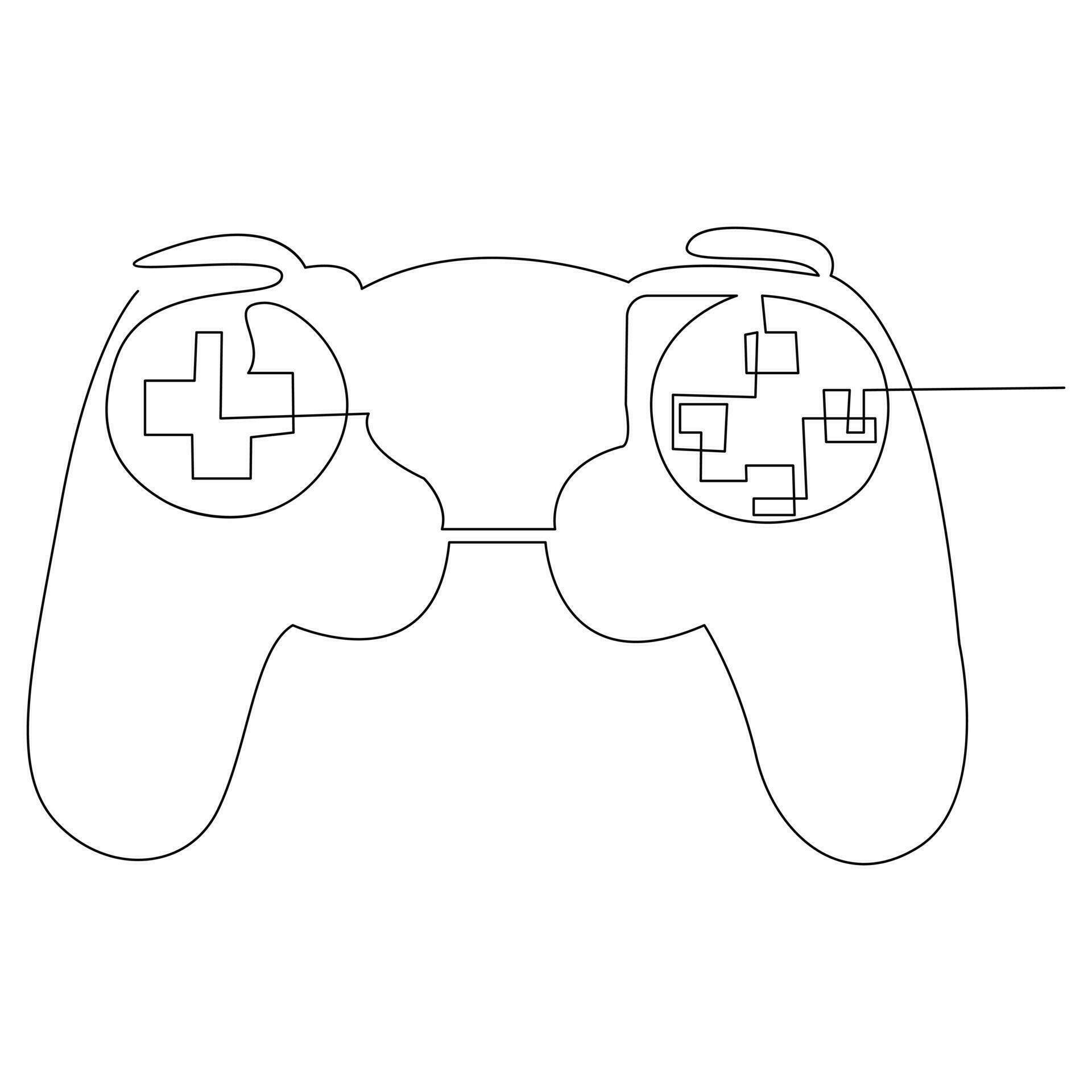 Game controller continuous single line outline vector art drawing and ...