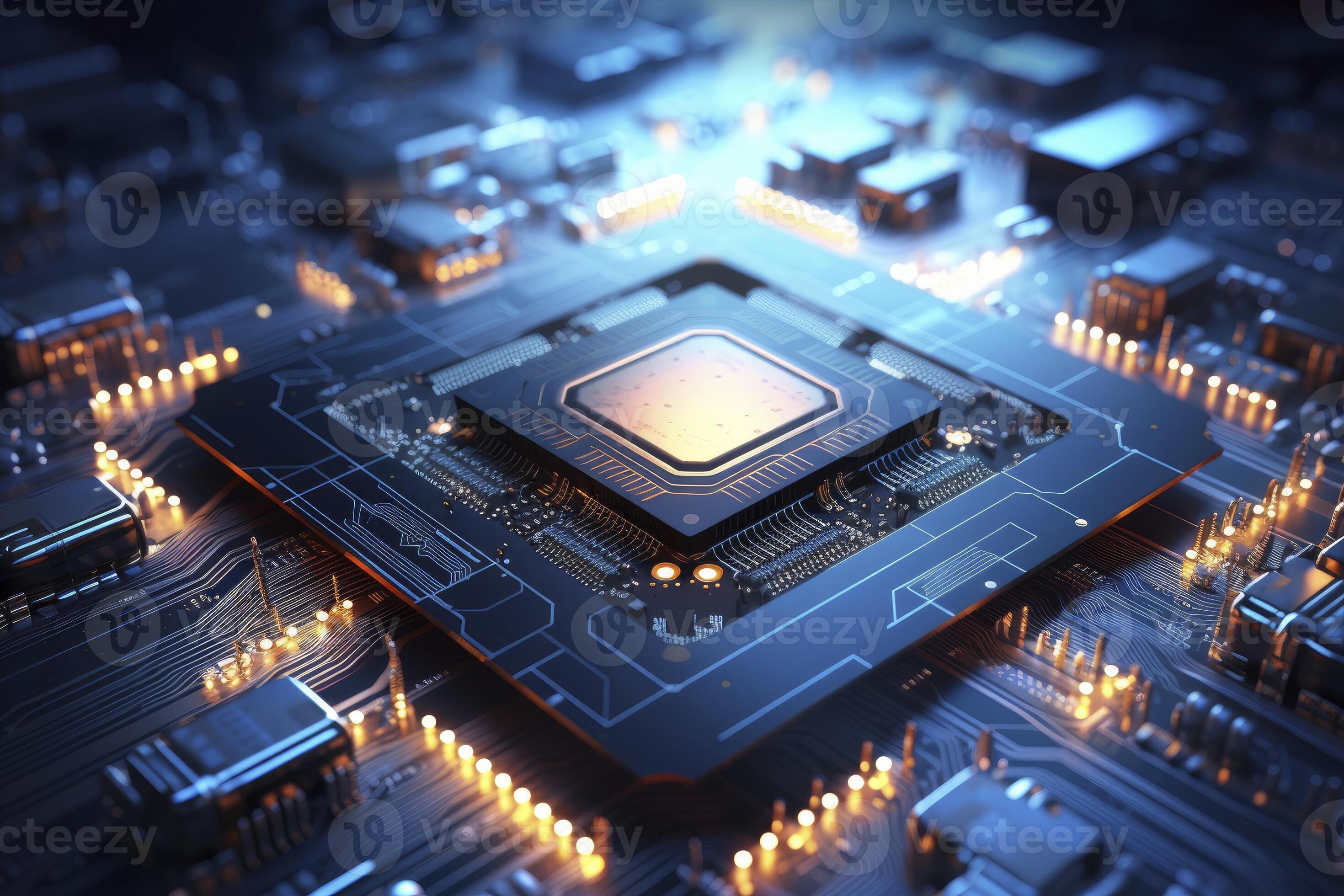 AI generated Futuristic central processor unit. Powerful Quantum CPU ...