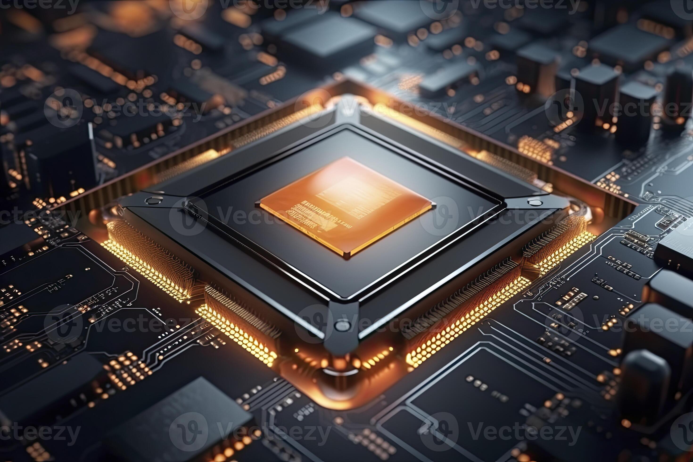 AI generated Futuristic central processor unit. Powerful Quantum CPU ...