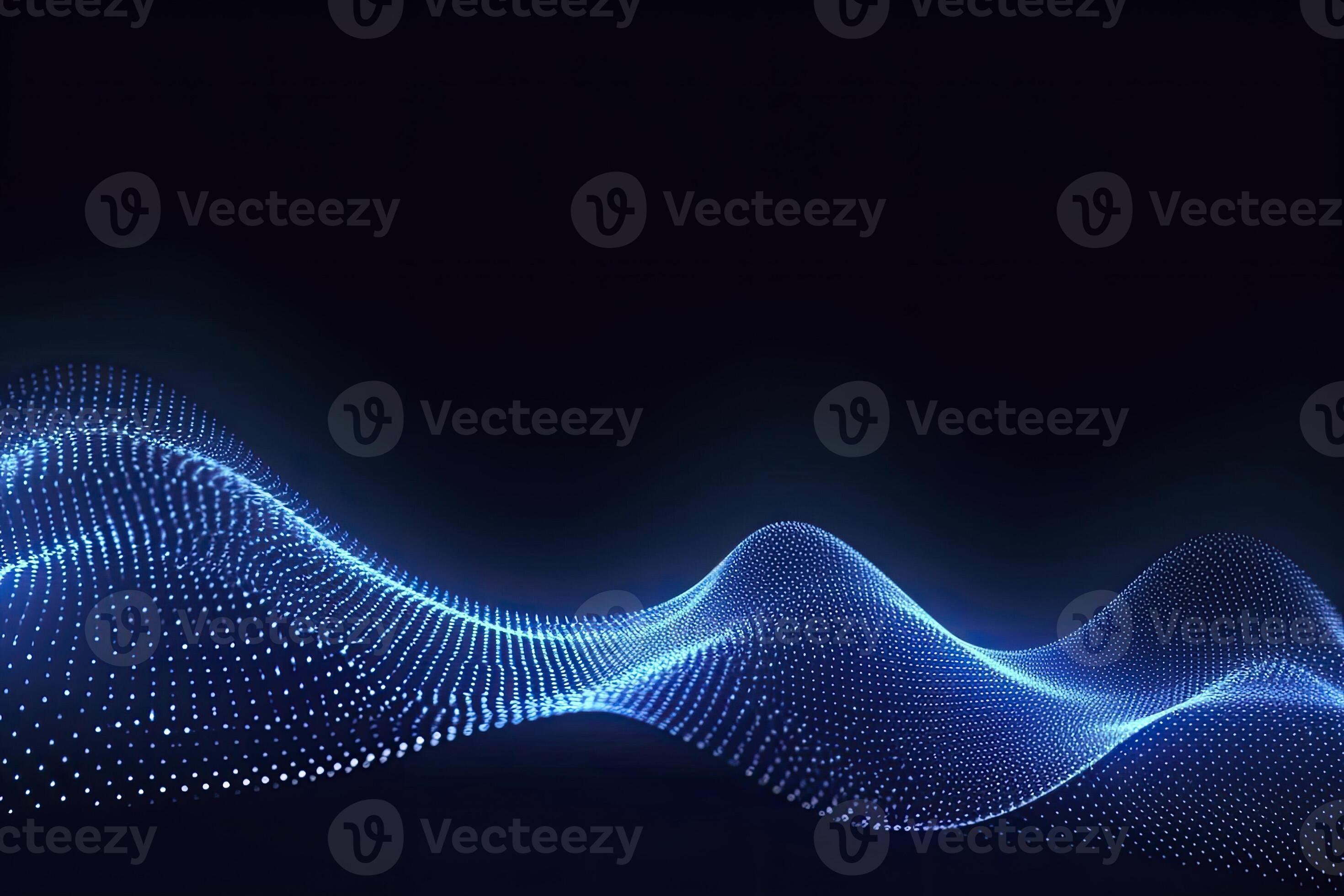 AI generated Dynamic blue particle wave. Abstract sound visualization. Digital structure of the ...