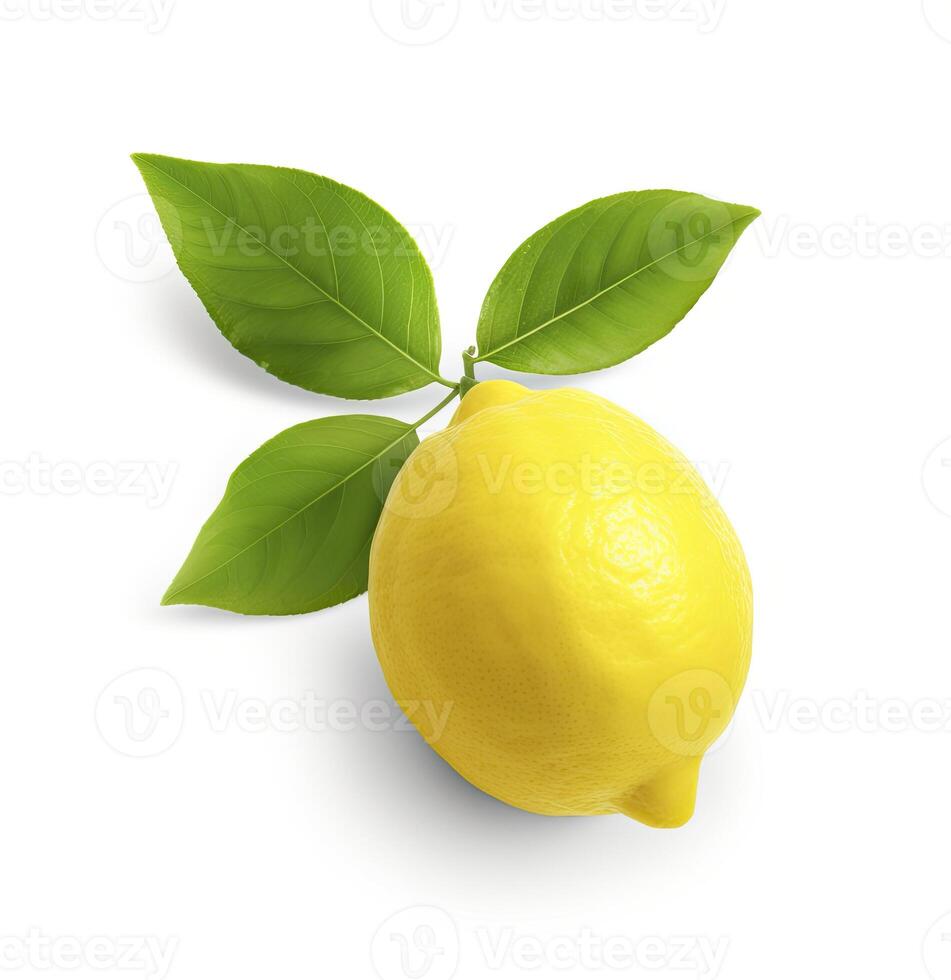 AI generated Lemon with leaf isolated on white background. AI Generated 36015827 Stock Photo at ...