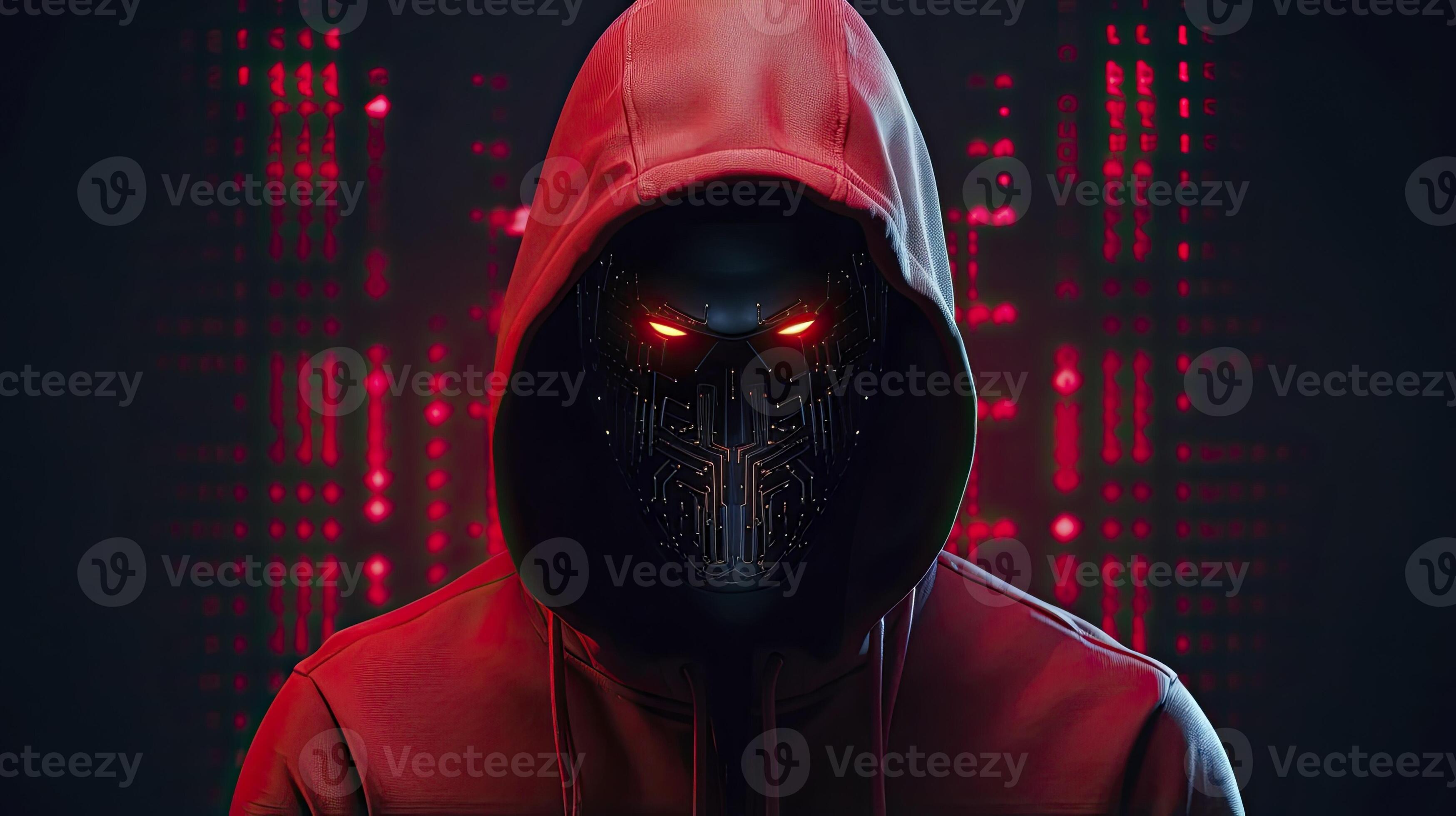 AI generated Binary Intrigue. Anonymous robotic hacker. Concept of hacking. AI Generated ...