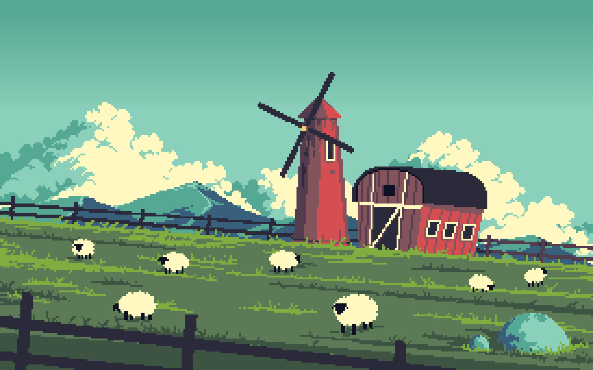 Pixel art illustration Farm Barn. Pixelated Barn. Farm Barn Background landscape pixelated for ...